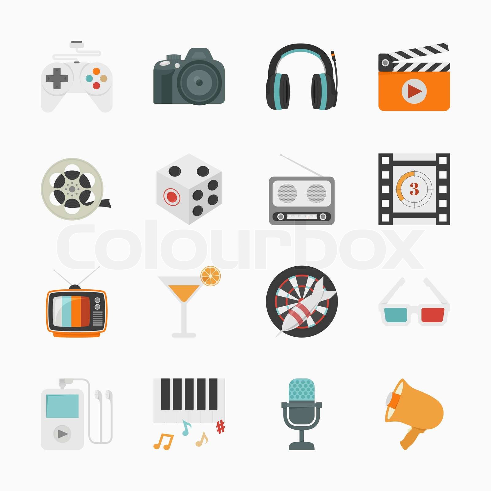 Entertainment Icons with White Background | Stock vector | Colourbox