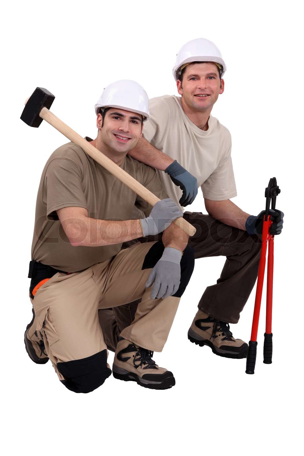 ein Team von Handwerker mit ihren Werkzeugen | Stock Bild | Colourbox