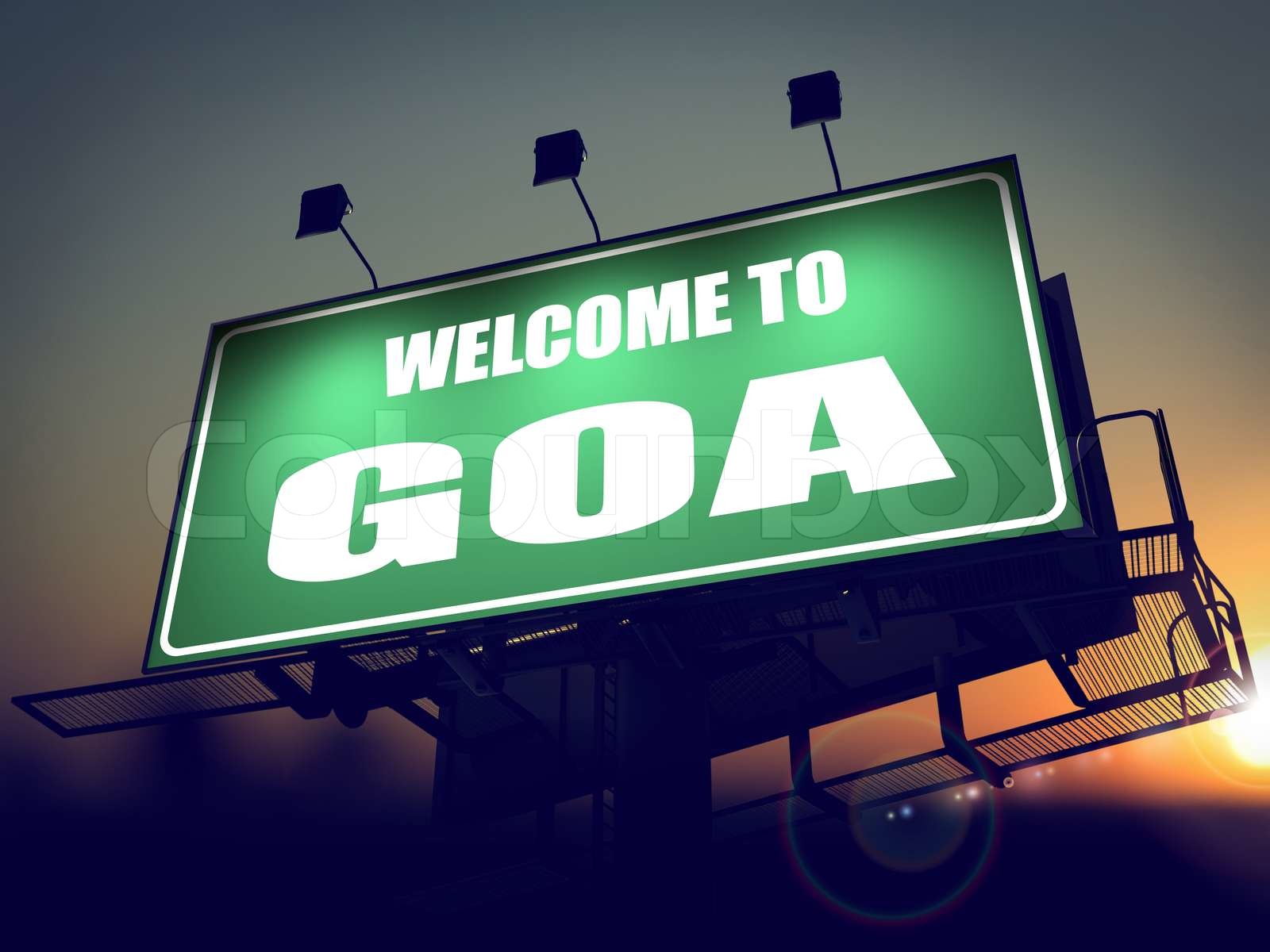 Billboard Welcome to Goa at Sunrise. | Stock image | Colourbox