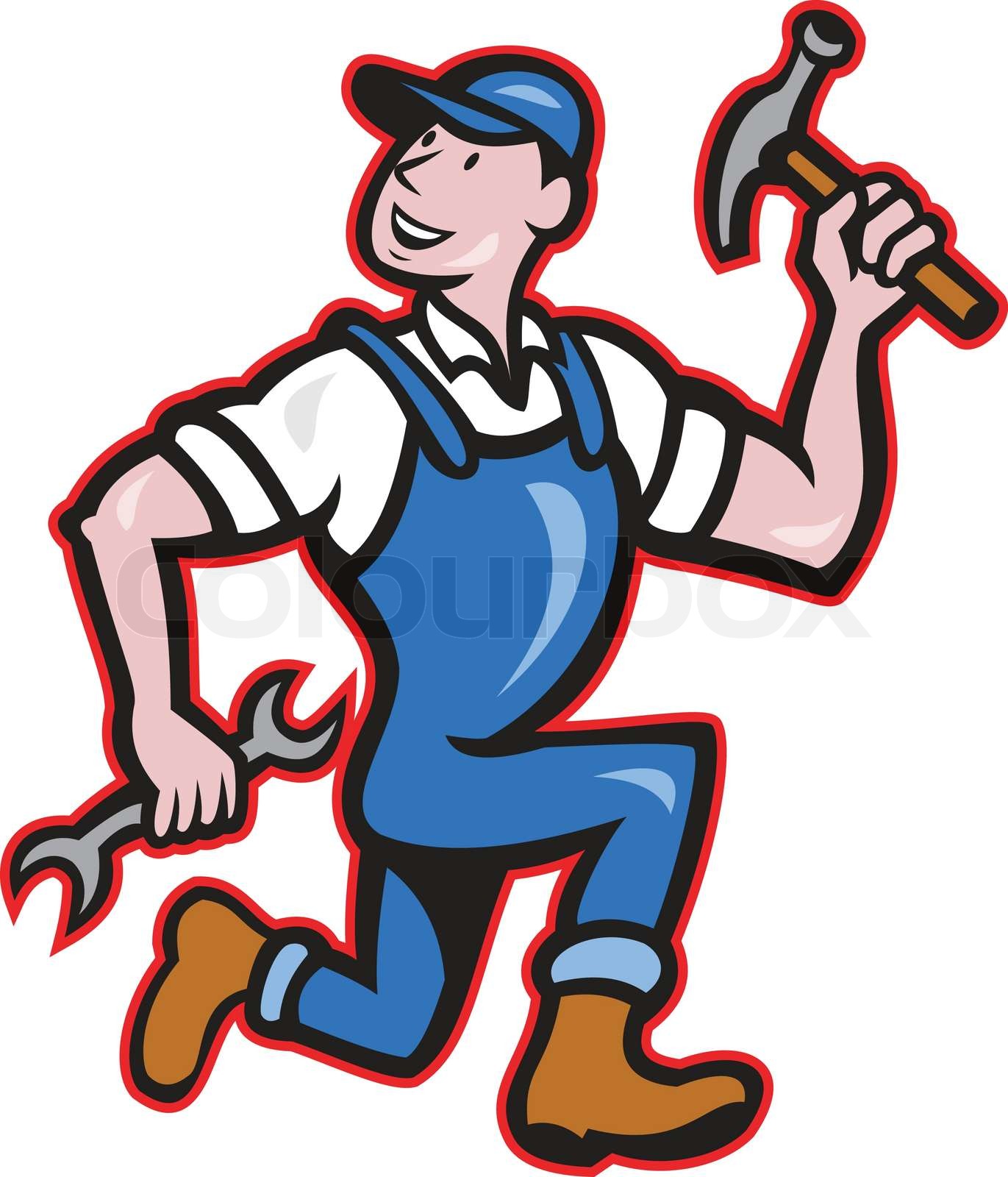 Zimmermann-Generator Hammer mit Cartoon | Stock-Vektor | Colourbox