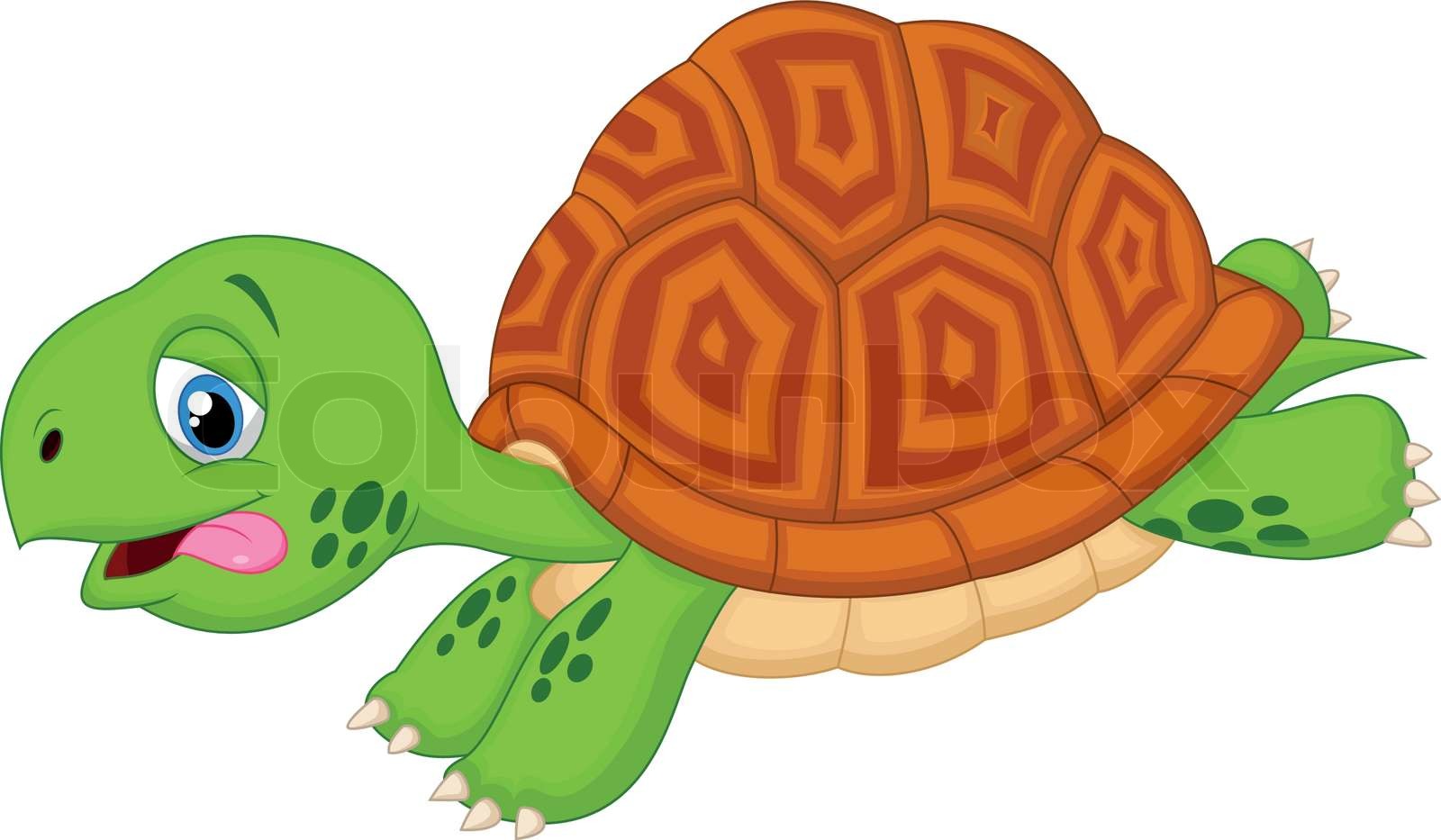 süße Schildkröte Cartoon ausgeführt | Stock-Vektor | Colourbox
