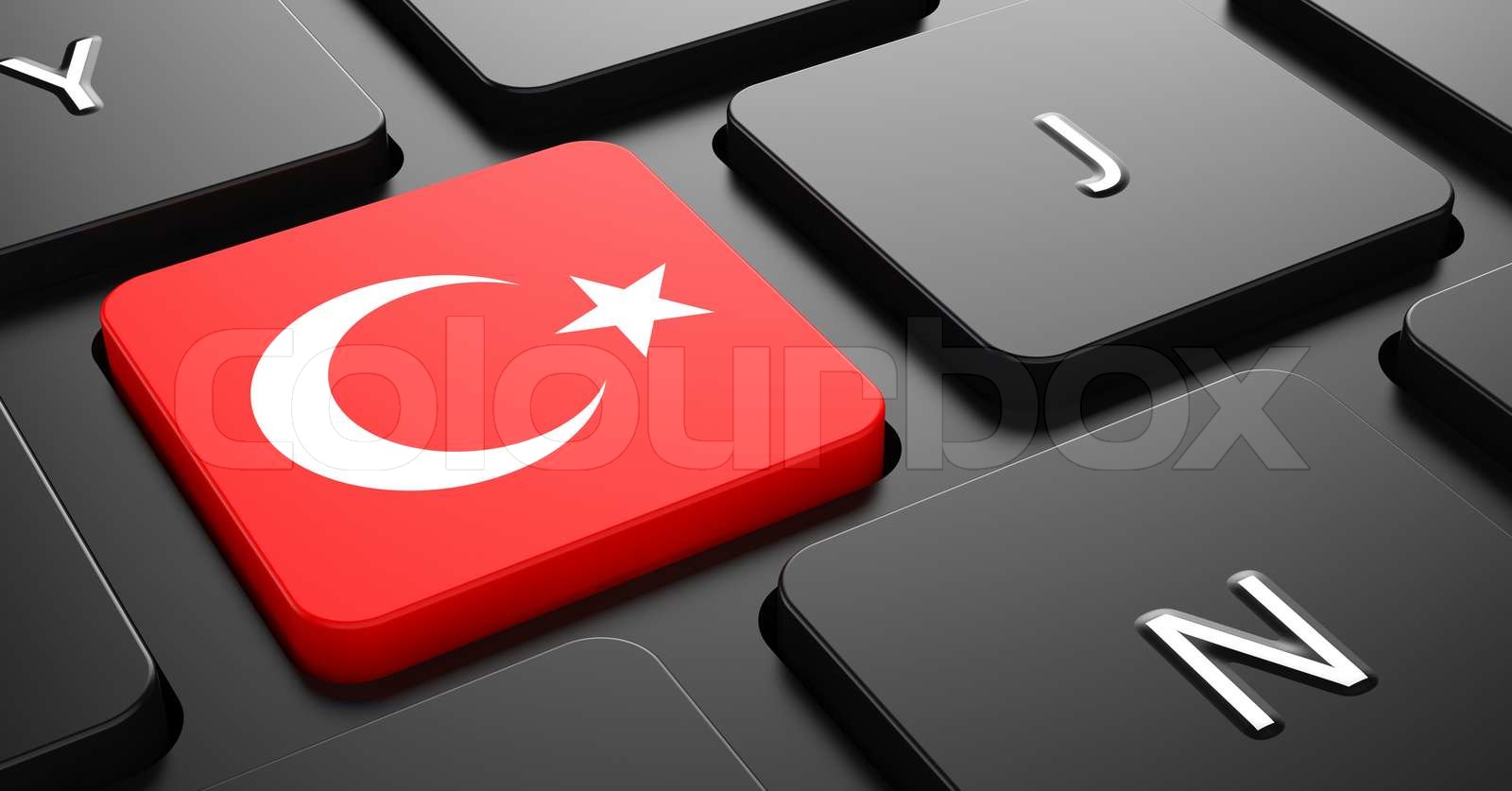 Turkey - Flag on Button of Black Keyboard. | Stock image | Colourbox