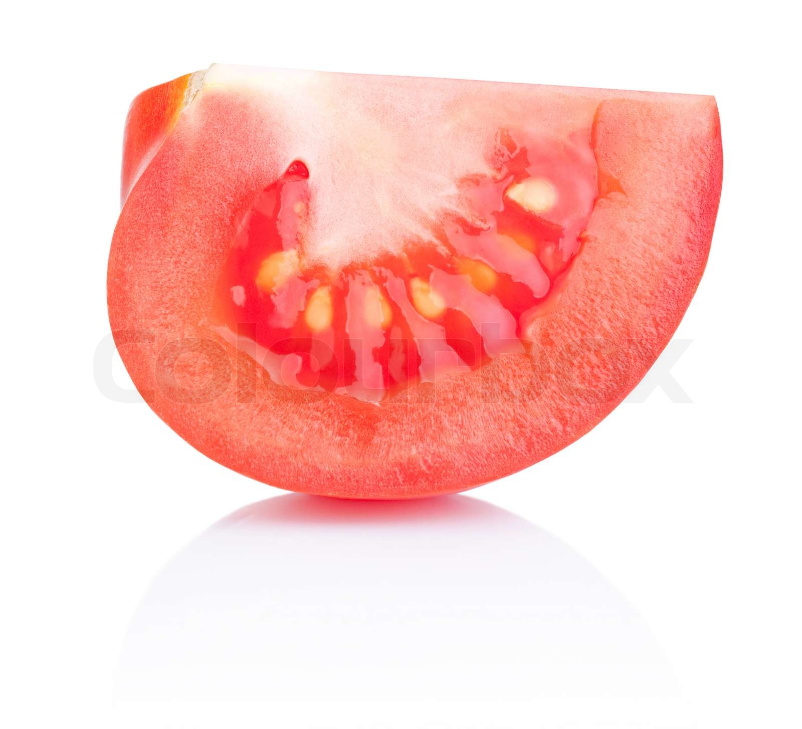 Rote saftige Scheibe Tomate isoliert auf weißem Hintergrund | Stock ...