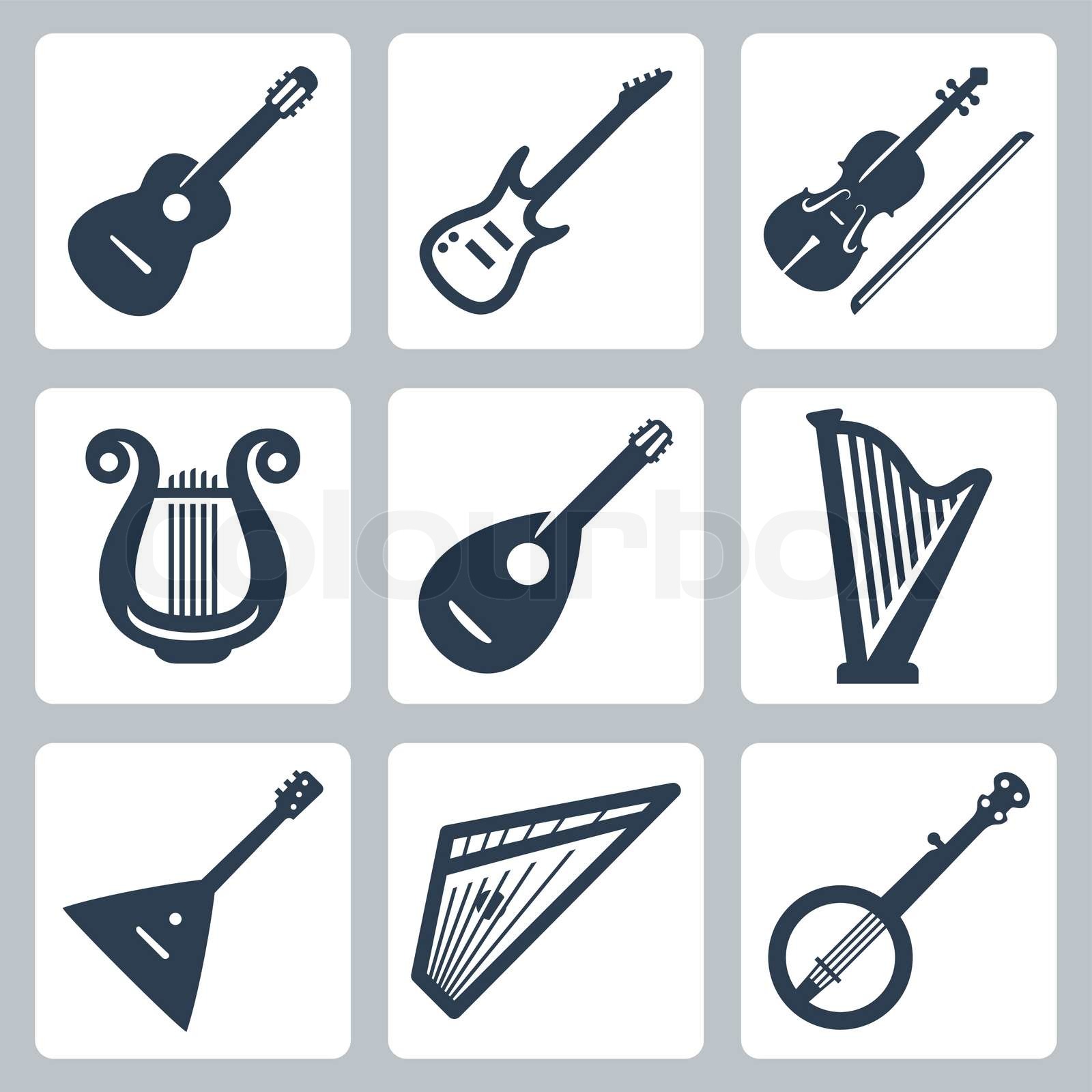 Vector musical instruments: strings | Stock vector | Colourbox