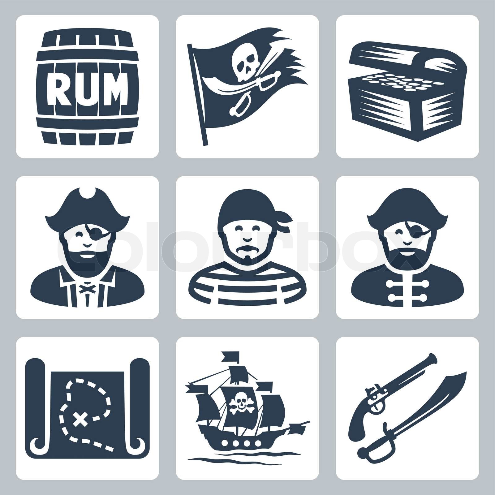 Vector pirates, piracy icons set | Stock vector | Colourbox