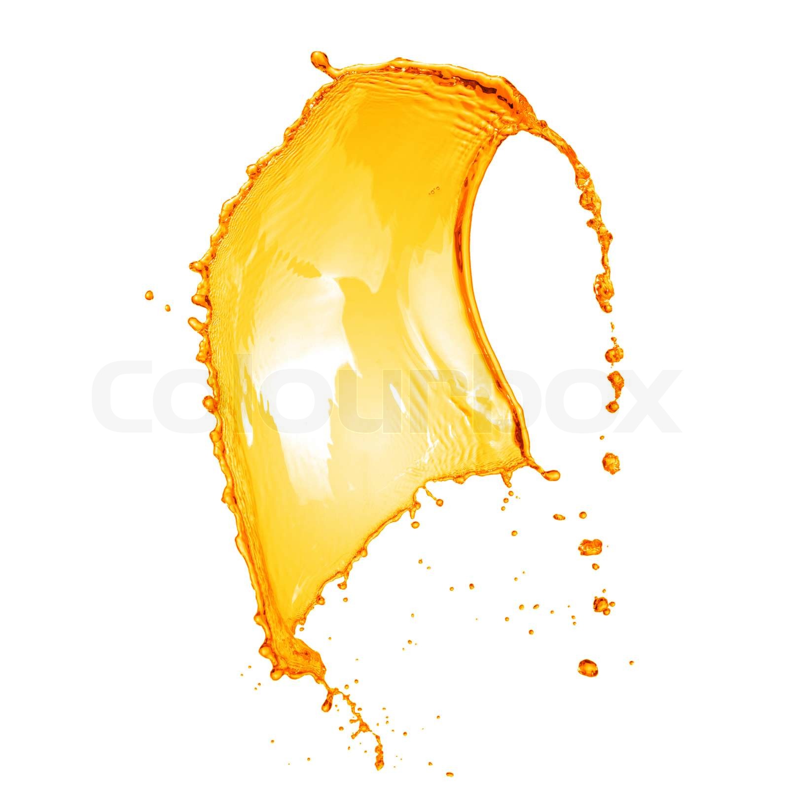 orange water splash isolated on white | Stock image | Colourbox