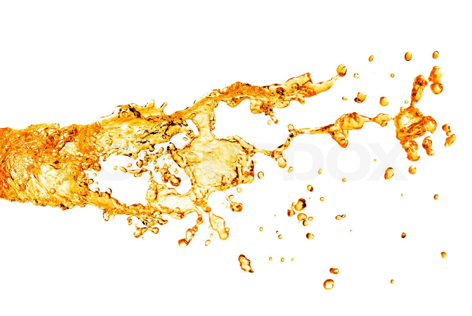 orange water splash isolated on white | Stock image | Colourbox
