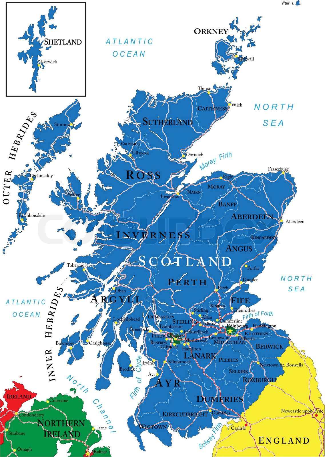 Scotland map | Stock vector | Colourbox
