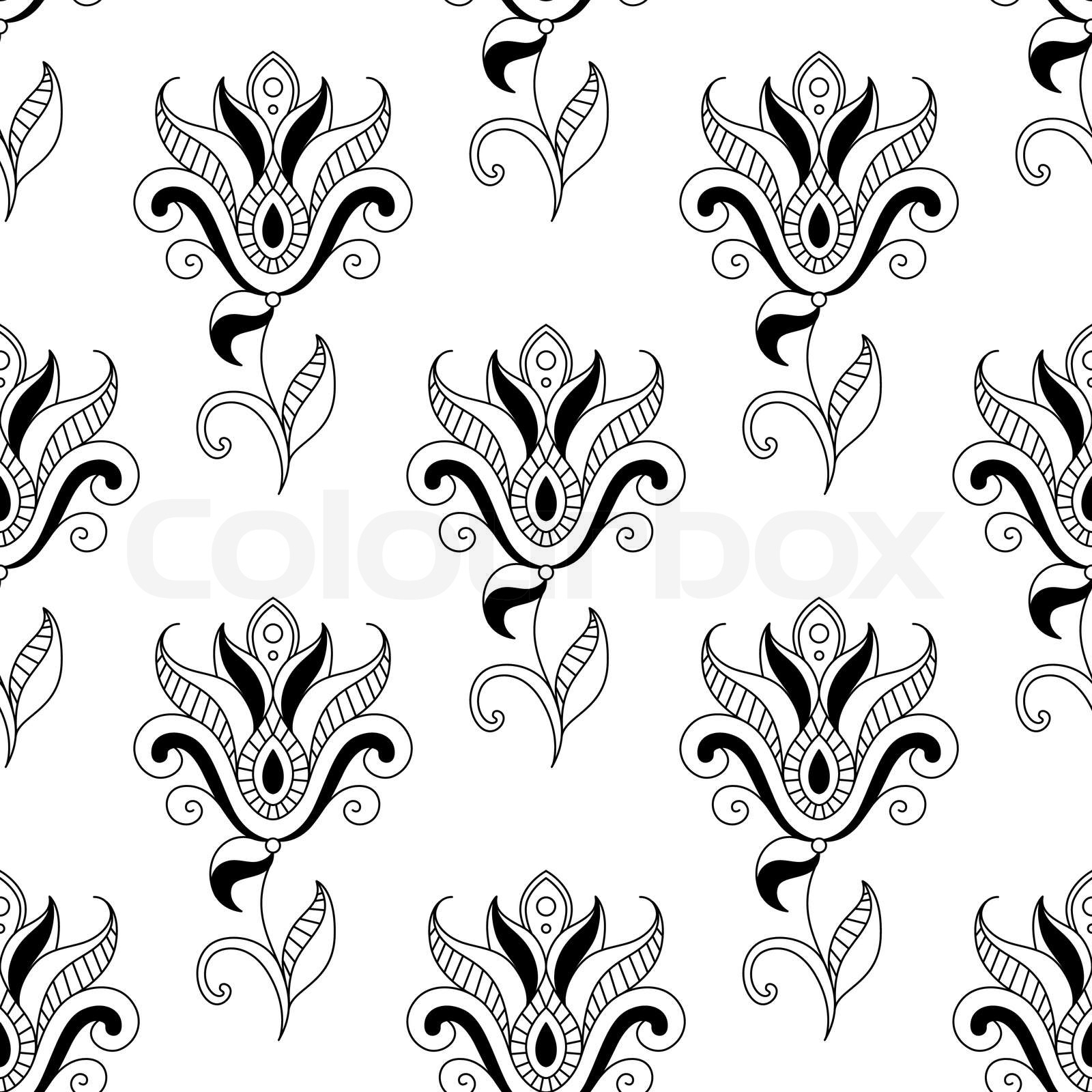 Floral seamless pattern with eastern motifs | Stock vector | Colourbox