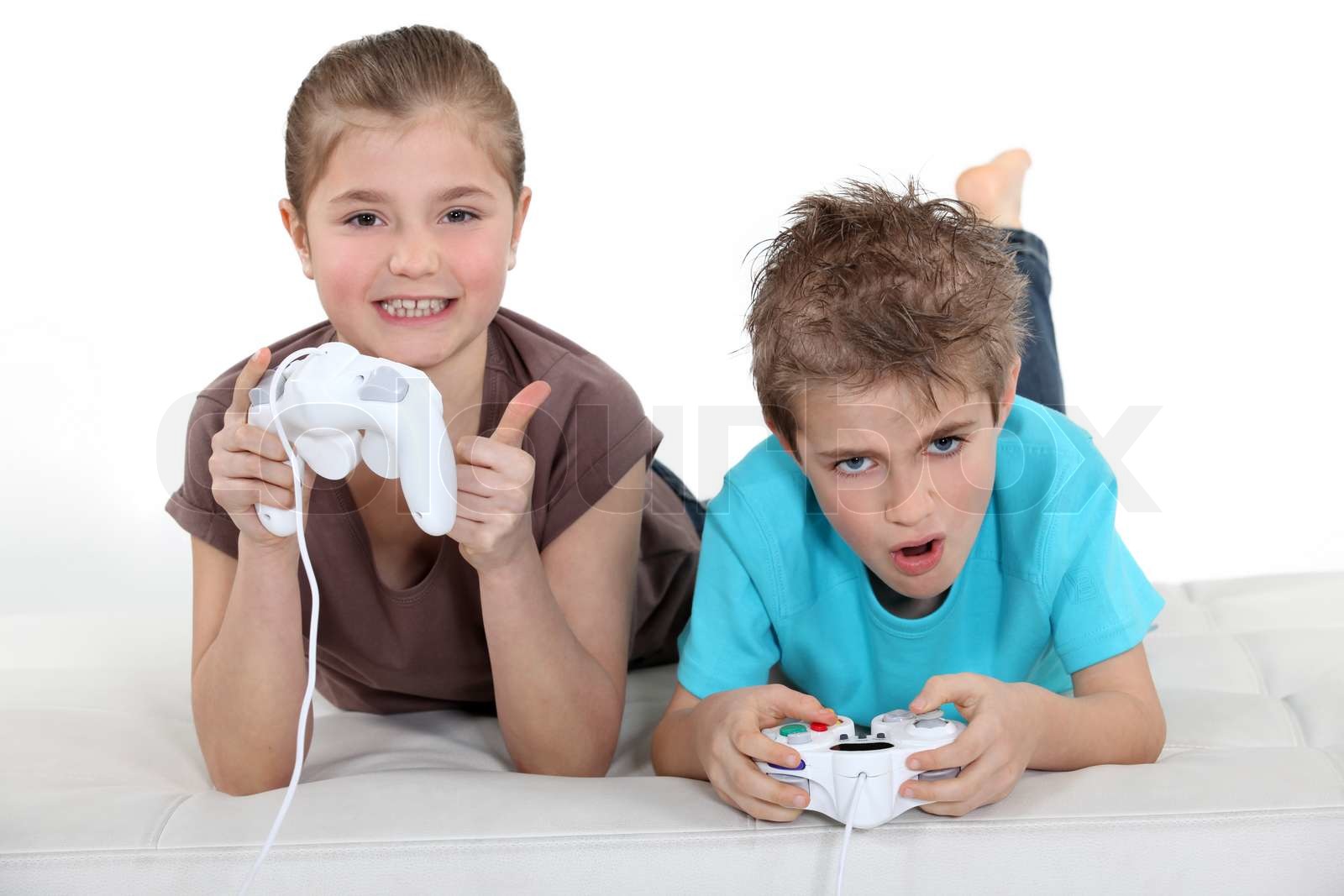 Children playing computer games | Stock image | Colourbox