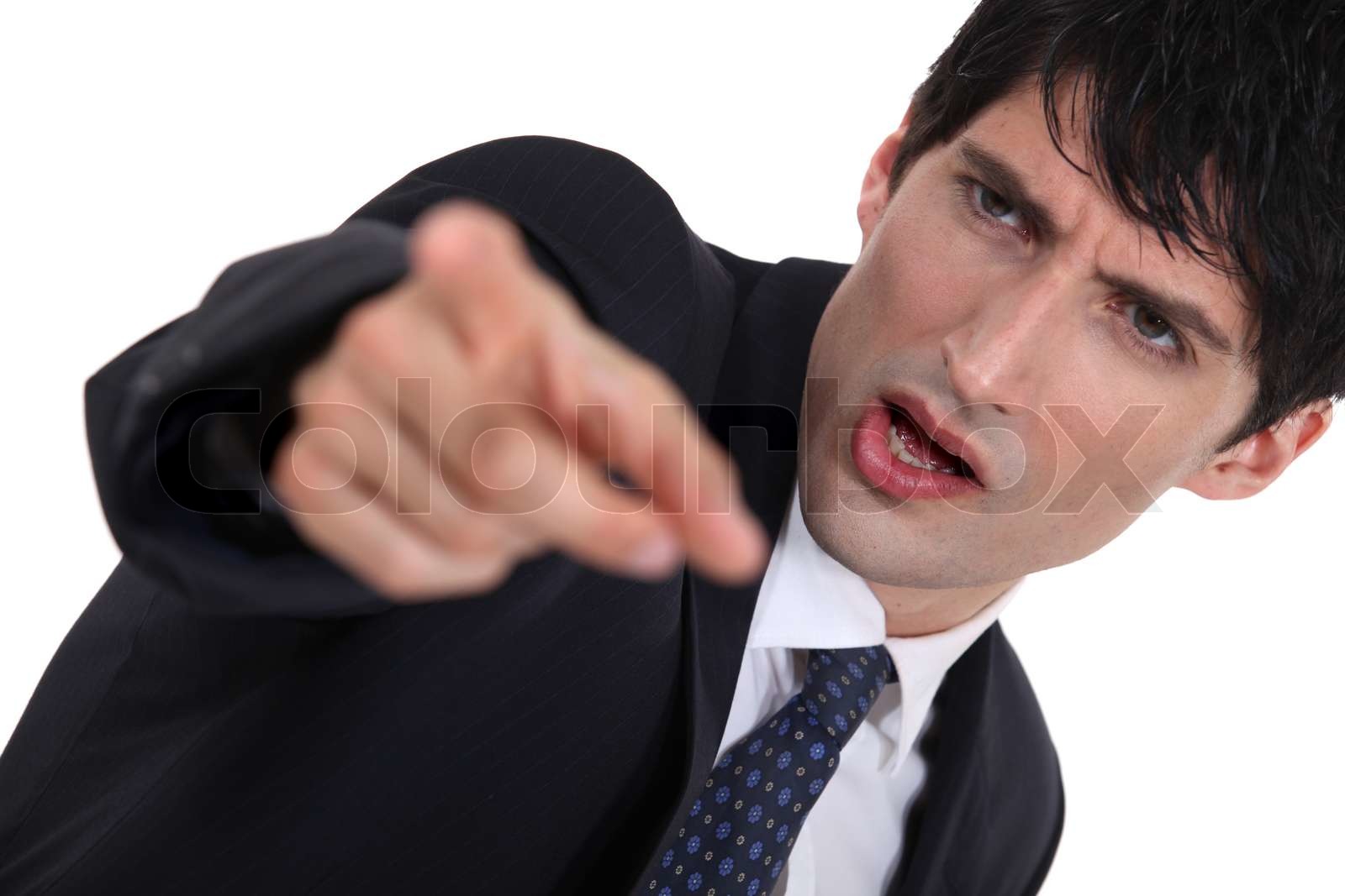 Angry man pointing | Stock image | Colourbox