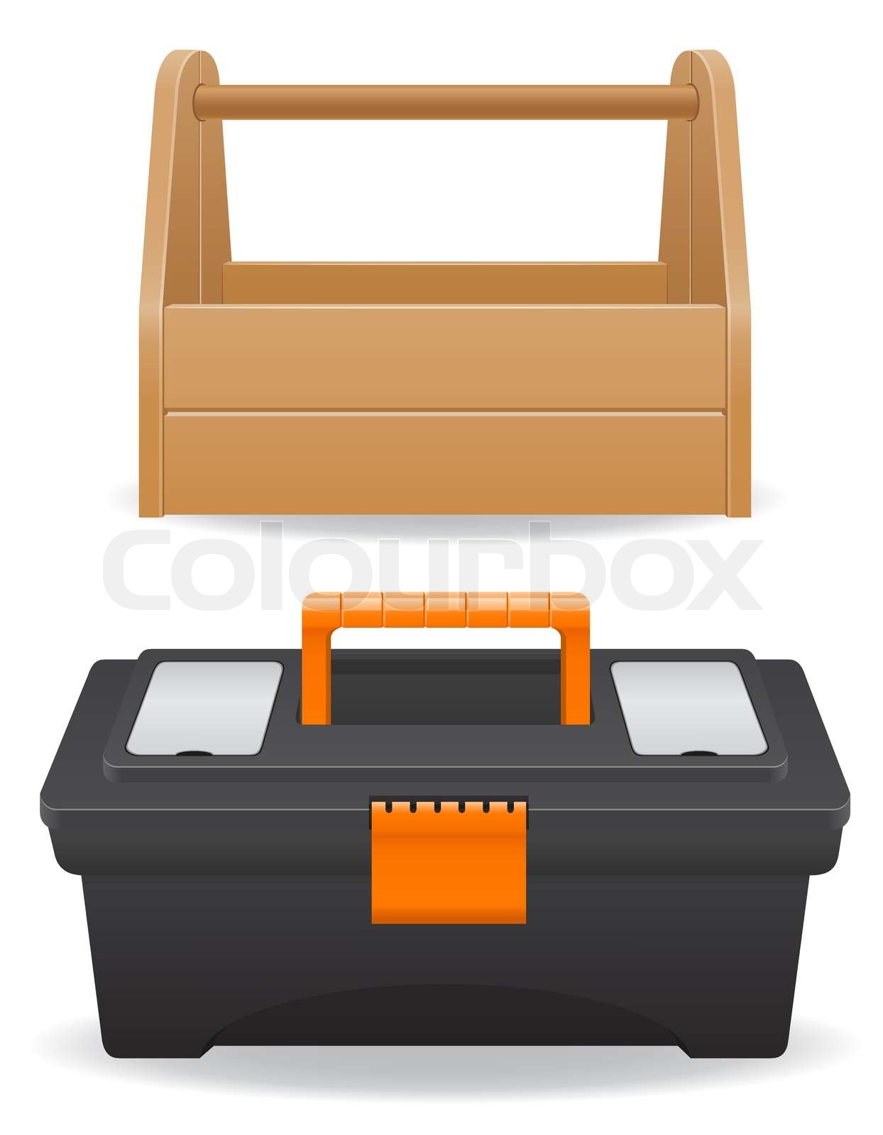 wooden and plastic tool box vector illustration | Stock vector | Colourbox