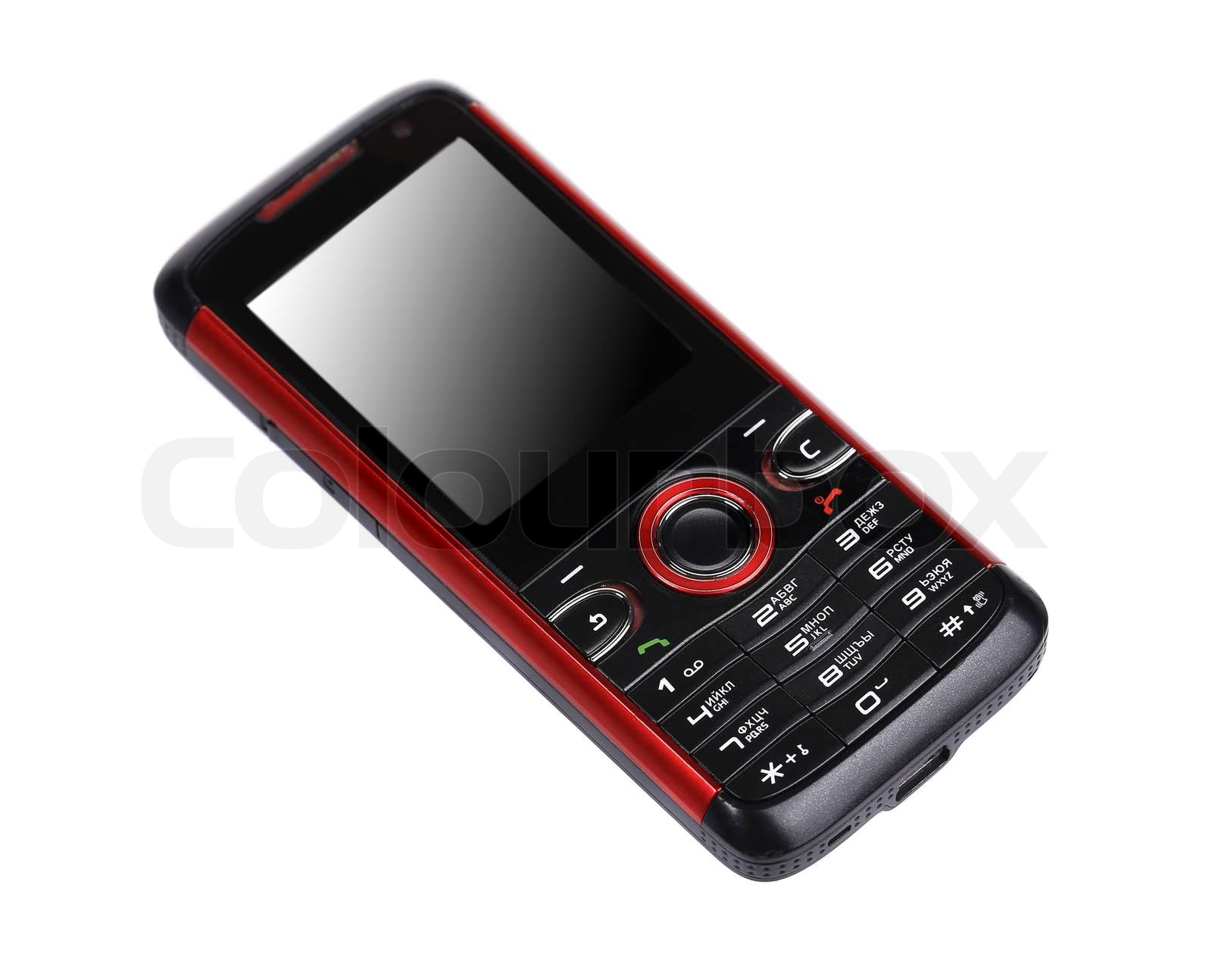 Red and black cell phone. | Stock image | Colourbox