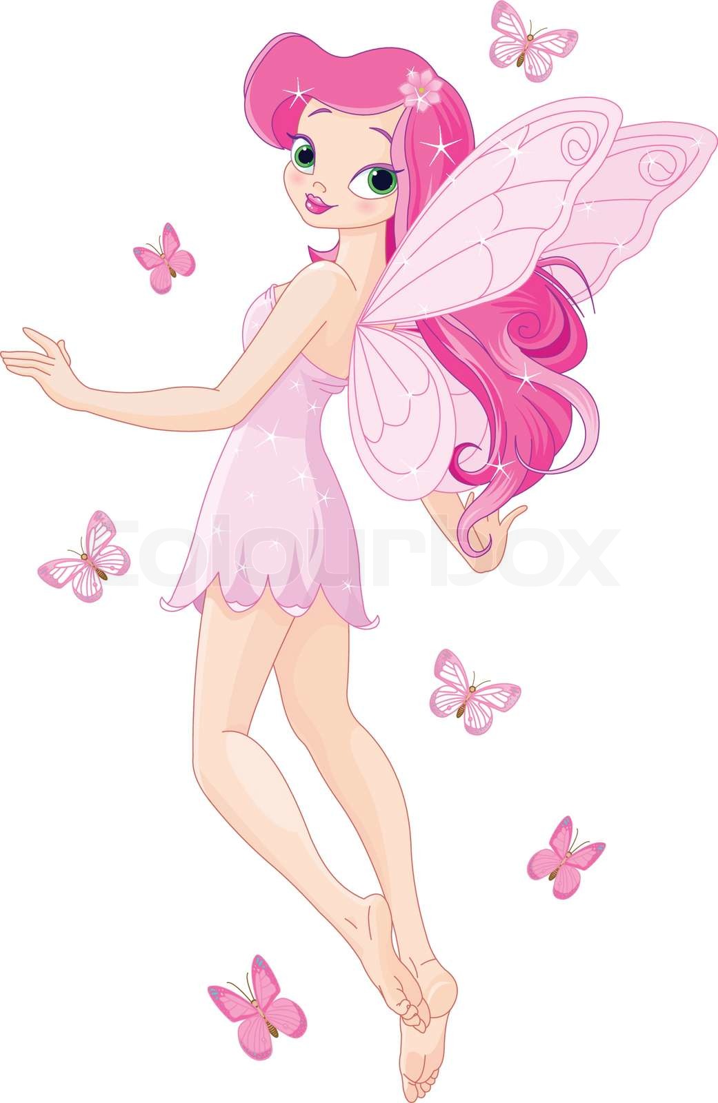 Cute pink fairy | Stock vector | Colourbox