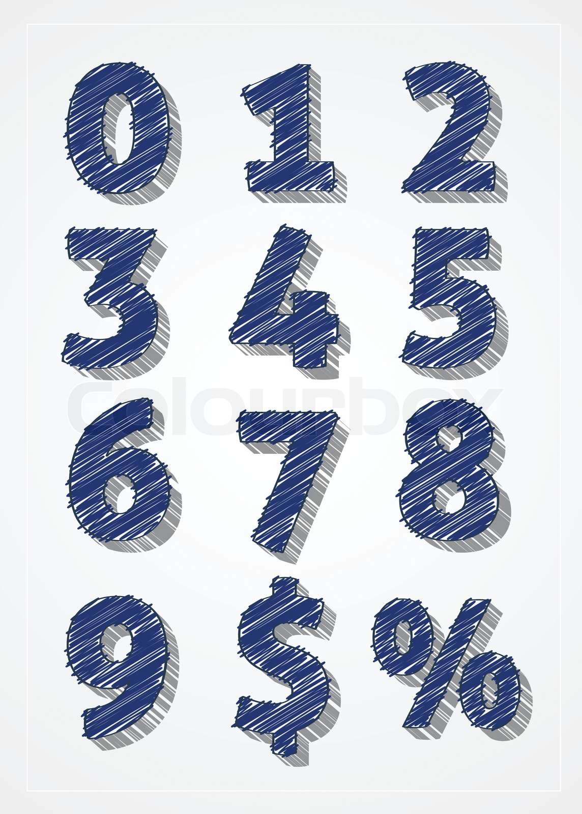 Hand drawn vector numbers | Stock vector | Colourbox