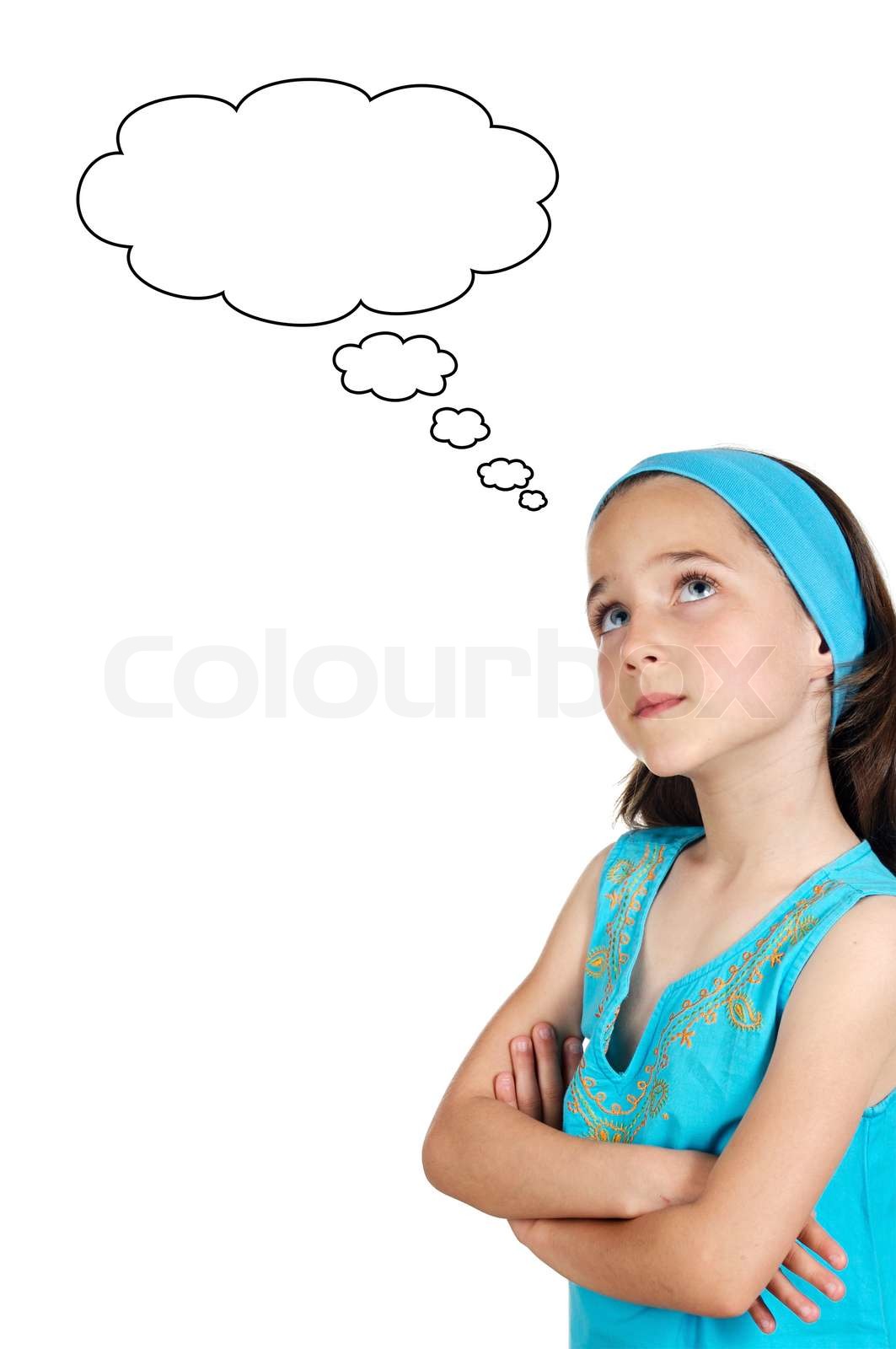 Adorable girl thinking | Stock image | Colourbox