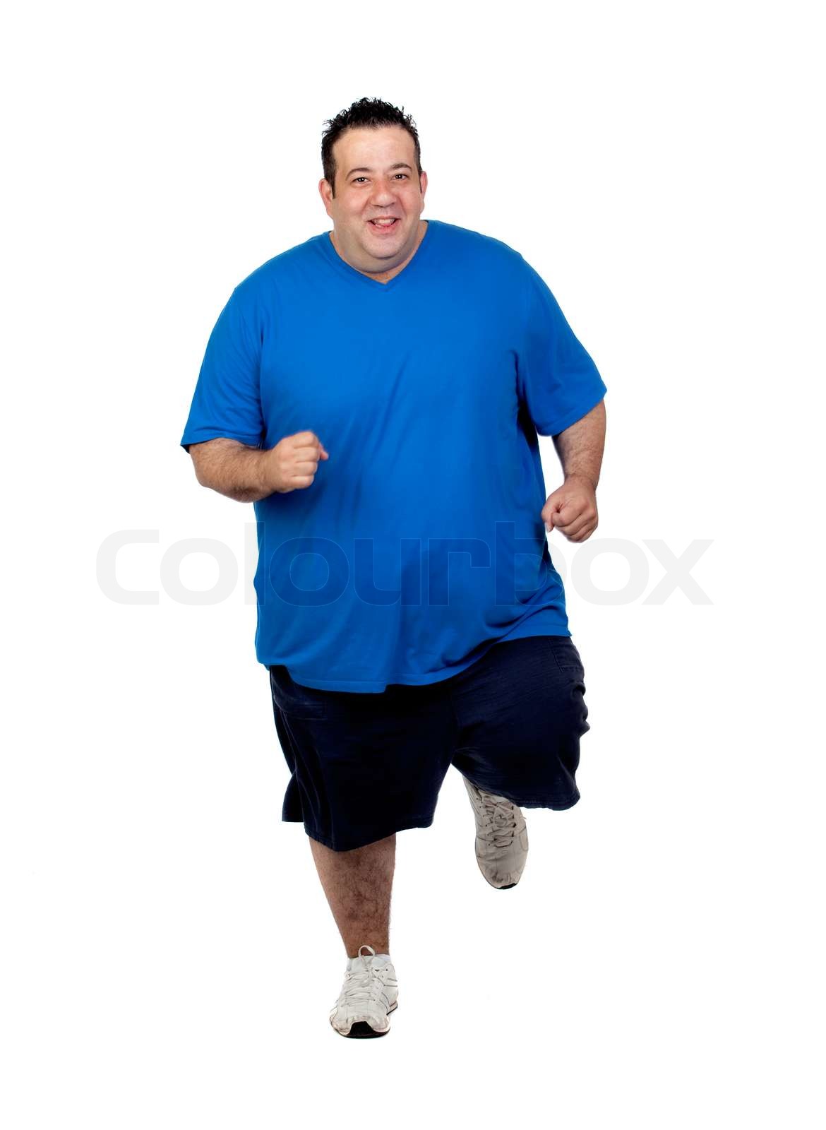Fat man running | Stock image | Colourbox