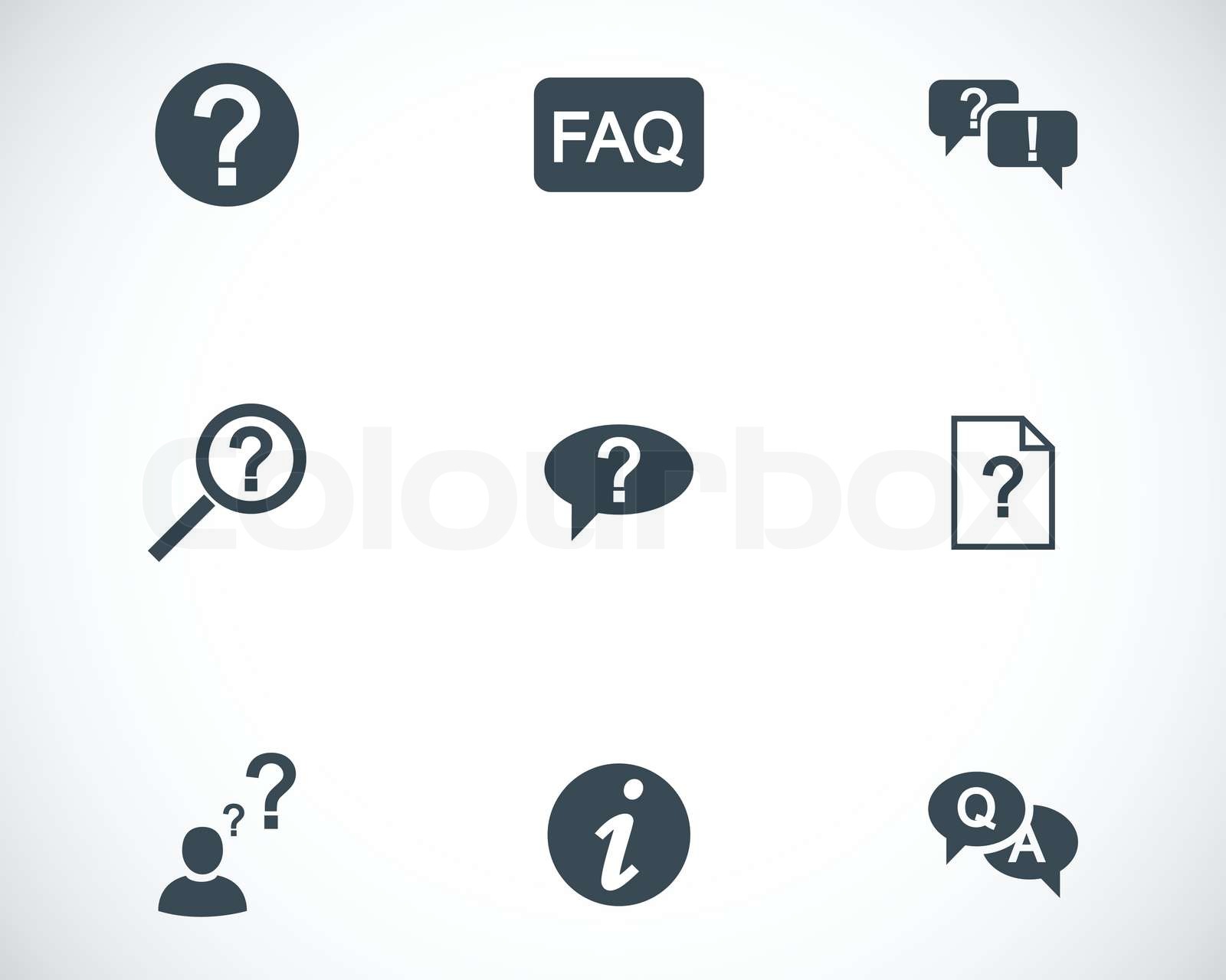 Vector black FAQ icons set | Stock vector | Colourbox