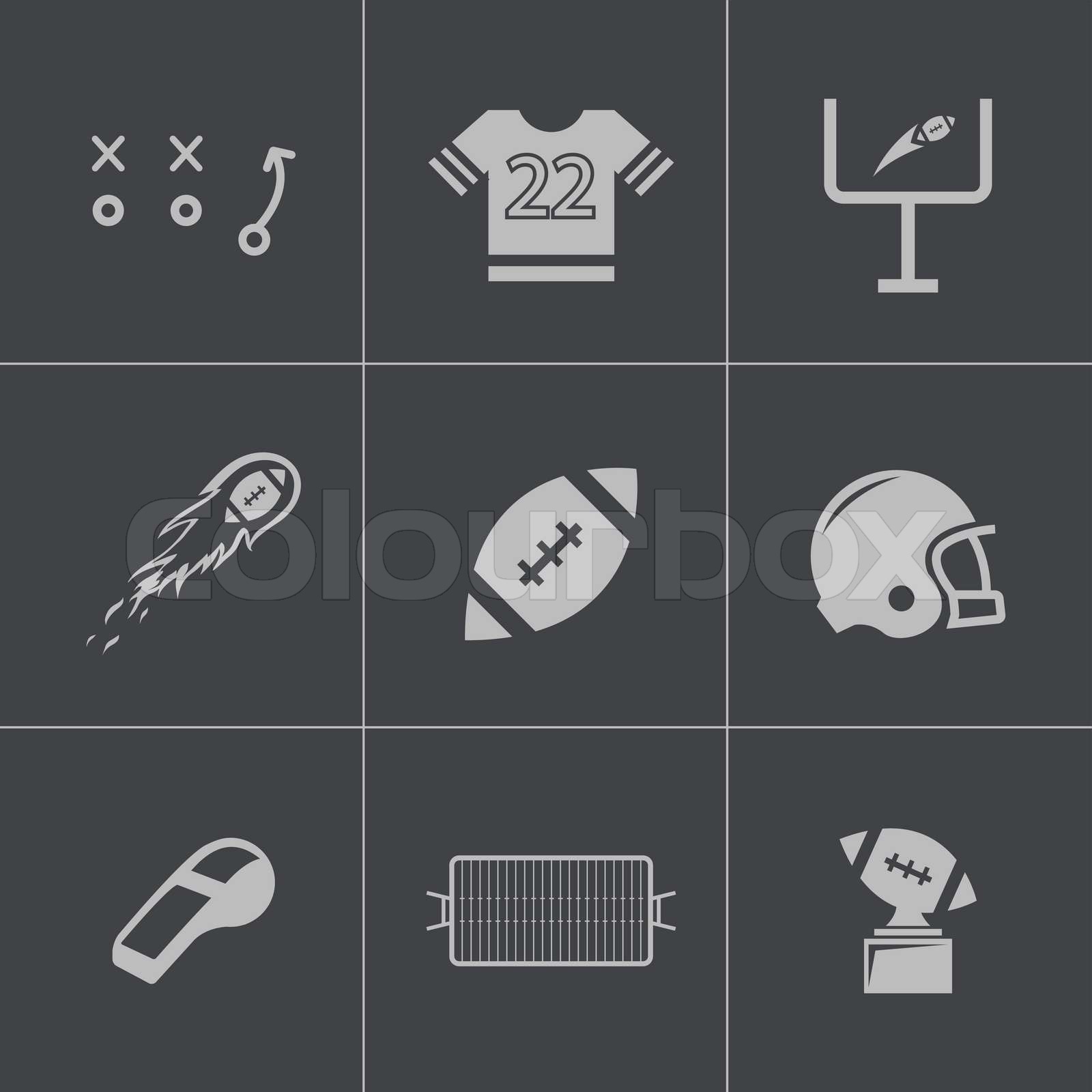 Vector black football icons set | Stock vector | Colourbox