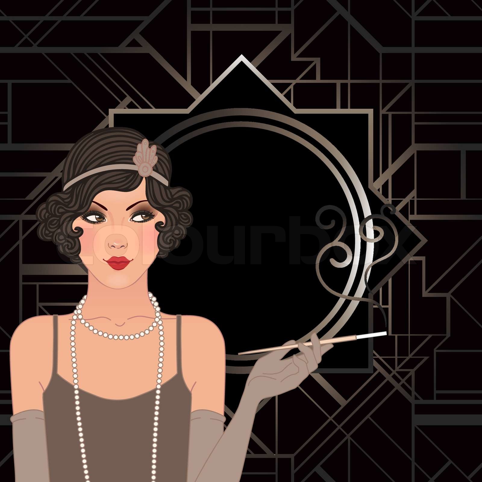 Flapper girl: Retro party invitation design. | Stock vector | Colourbox