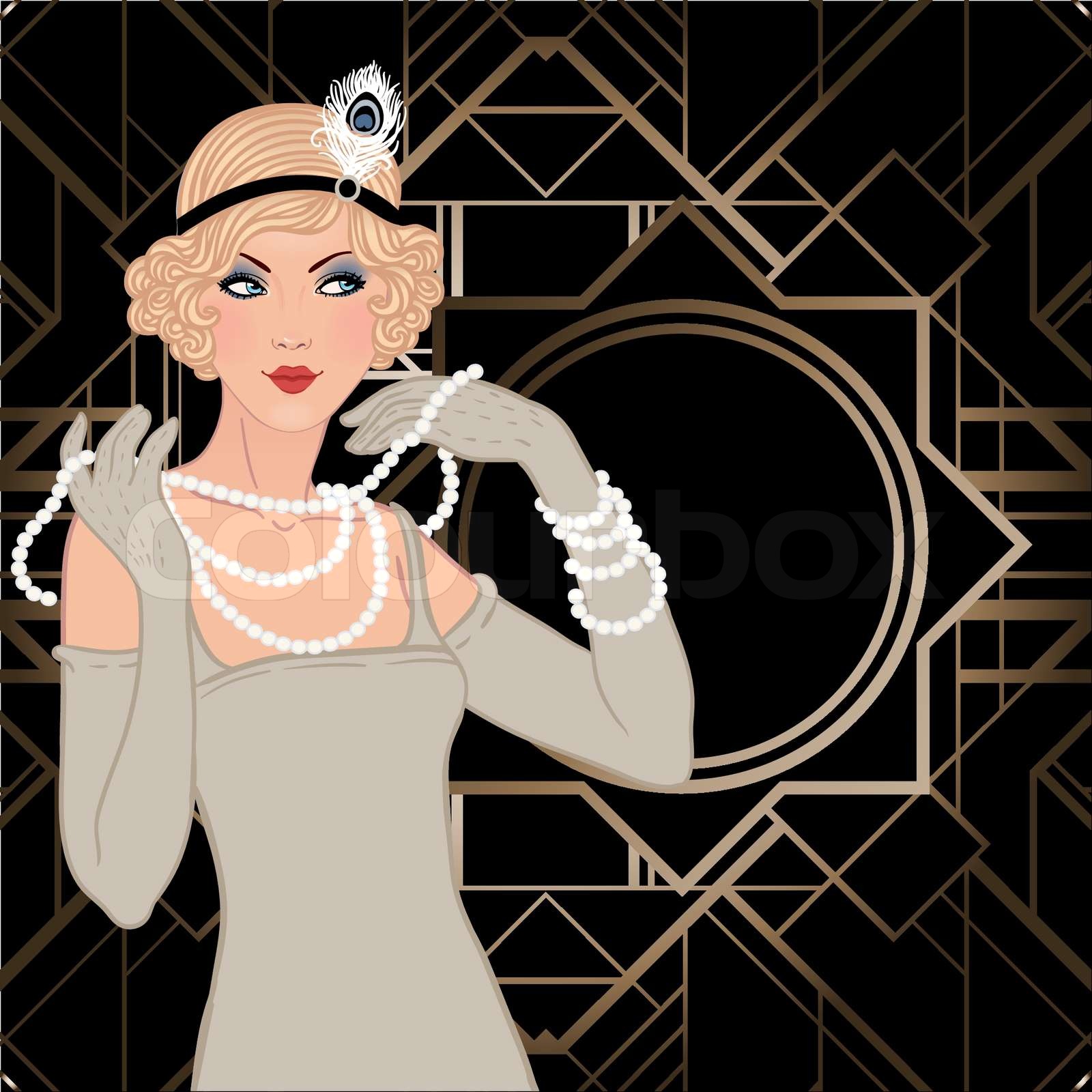 Flapper girl: Retro party invitation design. | Stock vector | Colourbox
