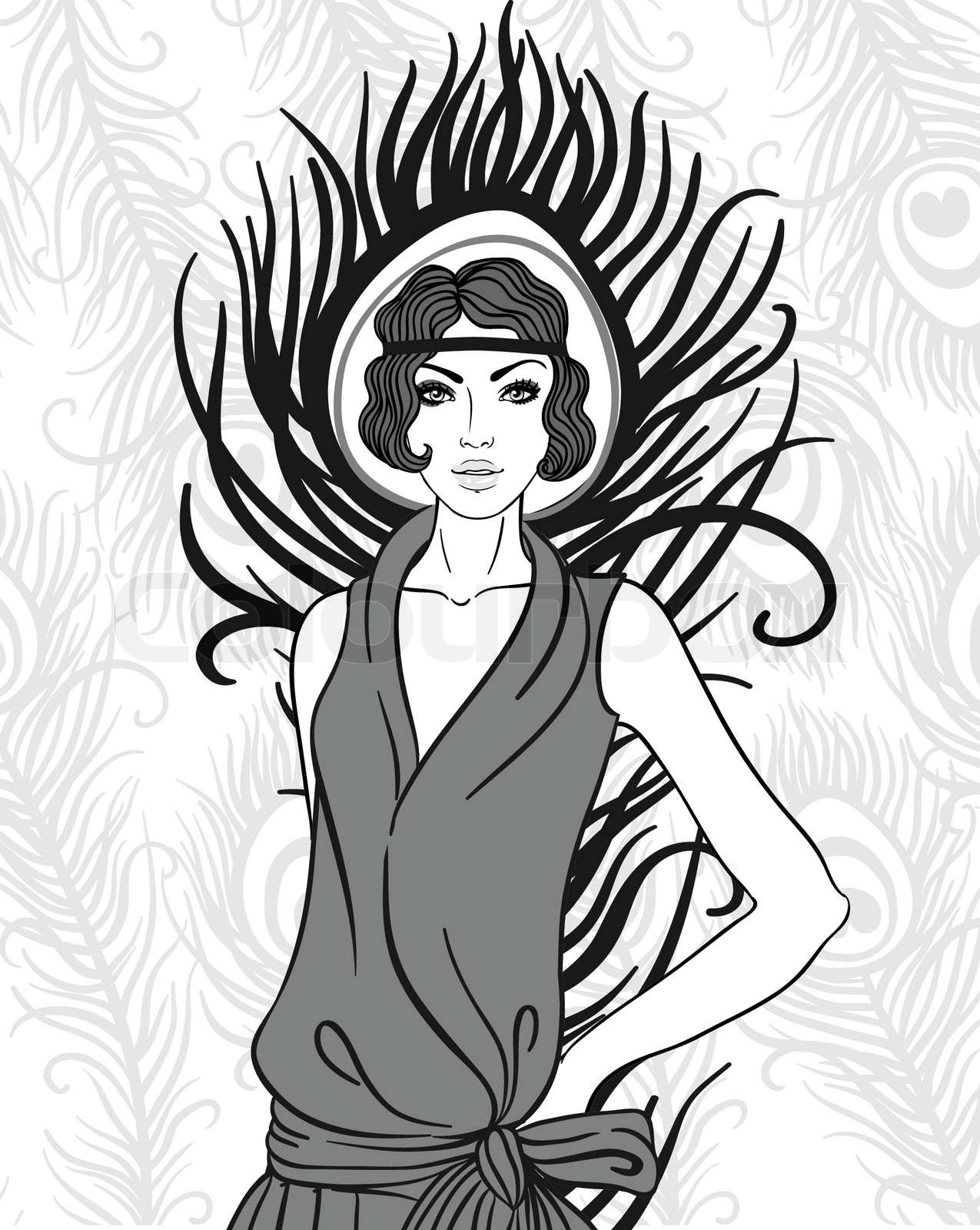 Flapper girl: Retro party invitation design. | Stock vector | Colourbox