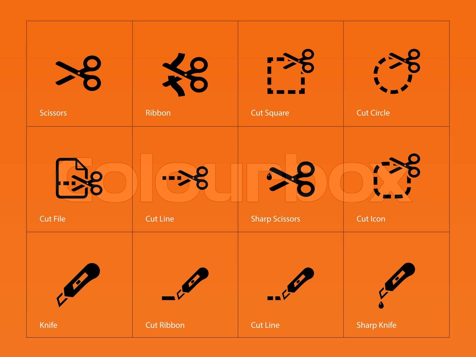 Scissors with cut lines icons. | Stock vector | Colourbox Scissors with cut lines icons. | Stock vector | Colourbox