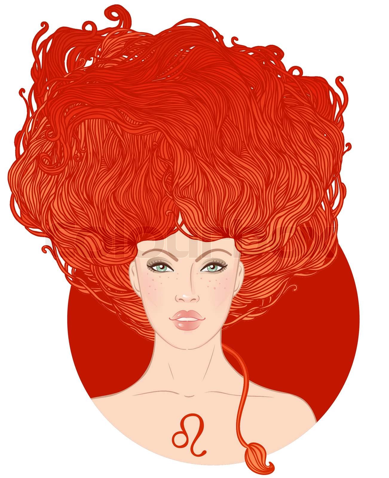 Illustration of leo zodiac sign as a beautiful girl | Stock vector ...