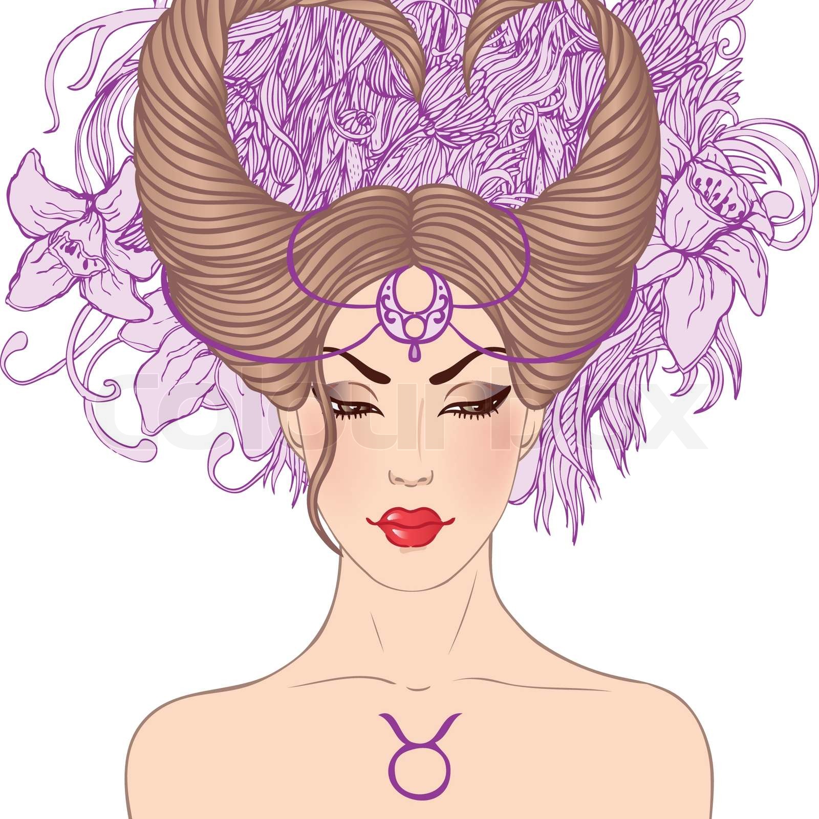 Taurus astrological sign as a beautiful girl | Stock vector | Colourbox