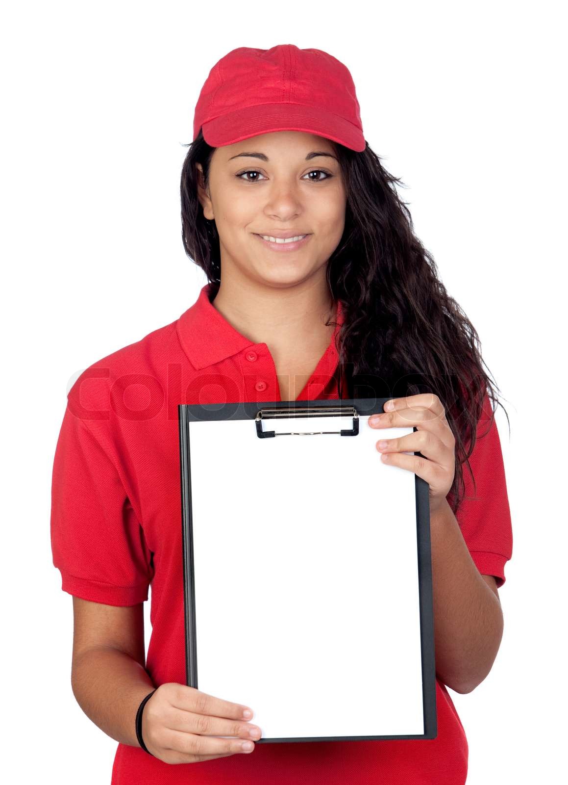 Young worker with red uniform | Stock image | Colourbox