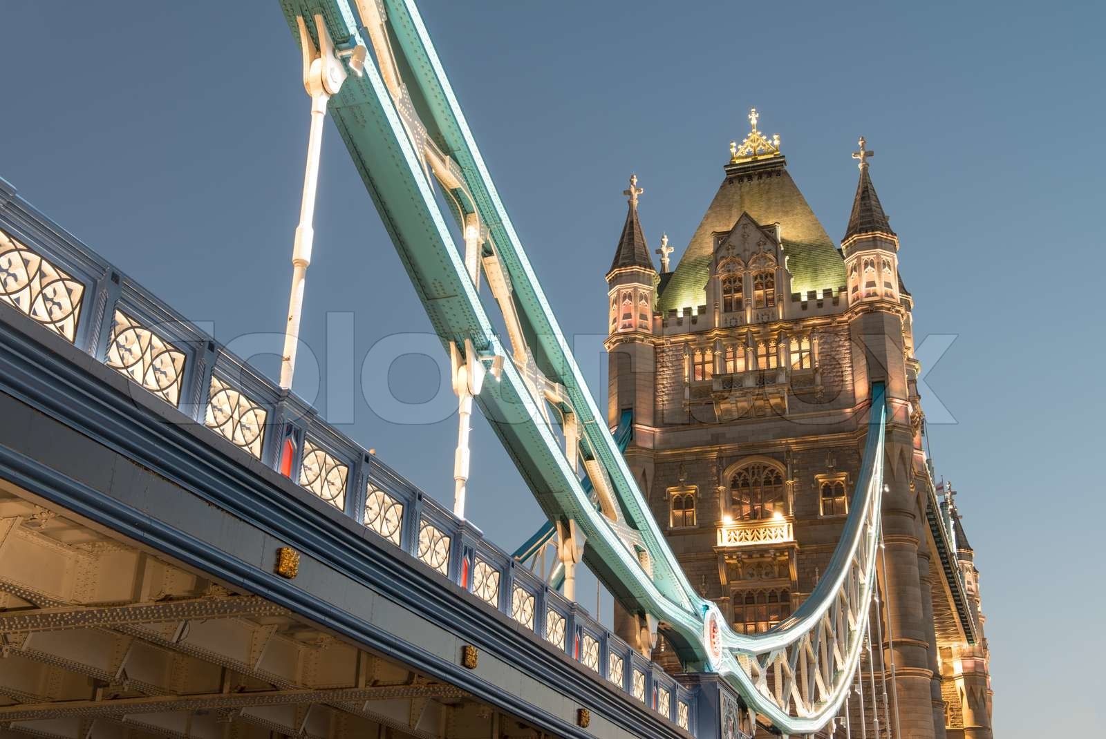 Wonderful colors and lights of Tower Bridge at Dusk - London | Stock ...