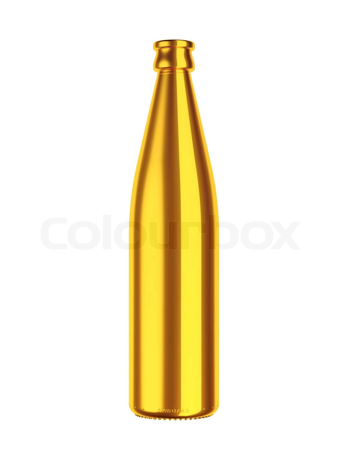 Golden bottle for beer or water isolated | Stock image | Colourbox