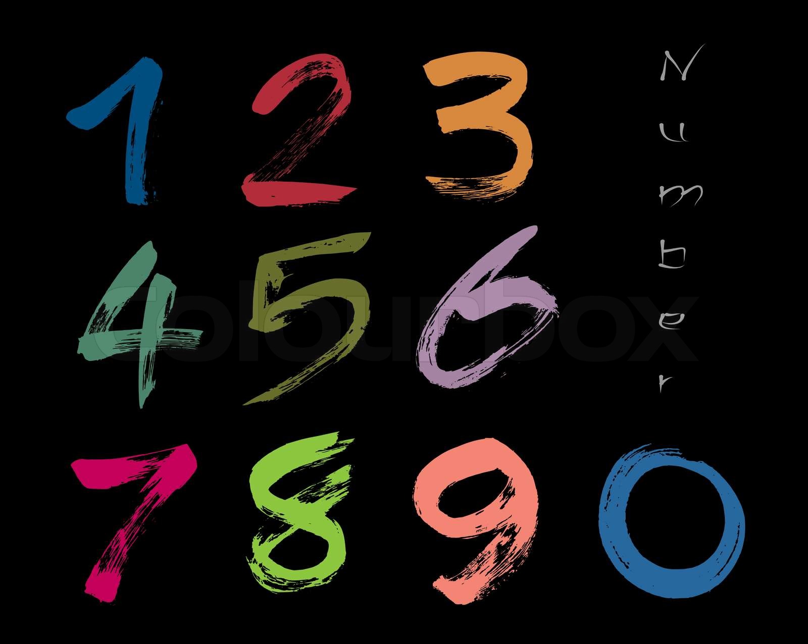 Numbers 0-9 written with a brush | Stock vector | Colourbox