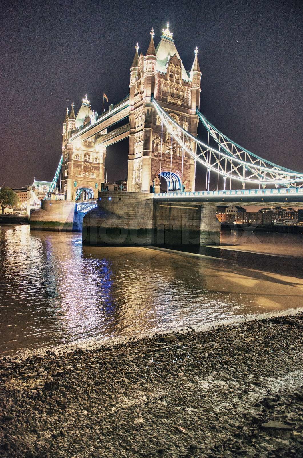 Tower Bridge Open At Night