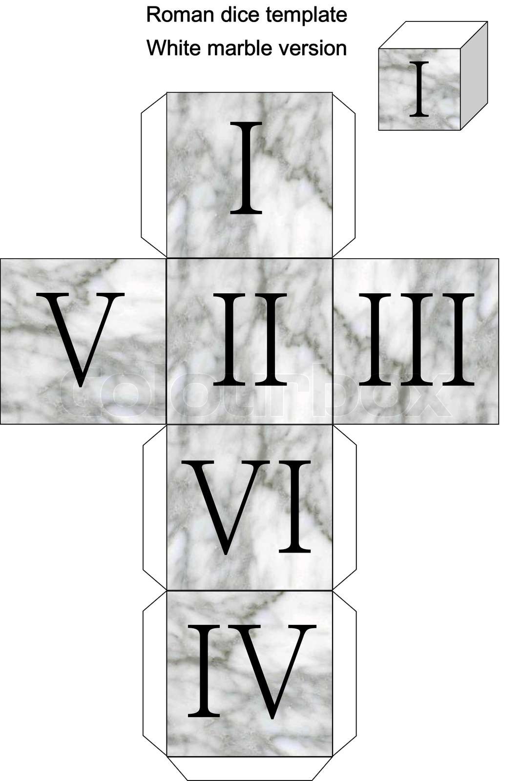 Dice template - Roman light marble | Stock vector | Colourbox