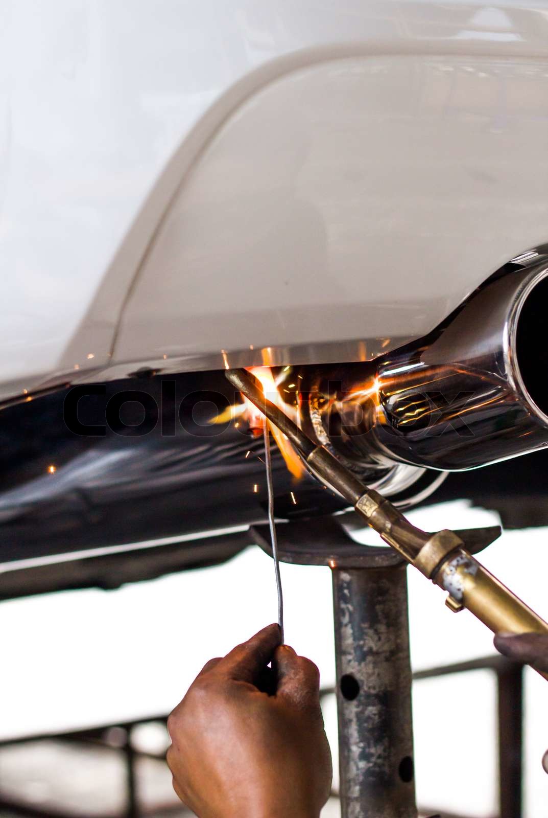 Cars pipe installation | Stock image | Colourbox