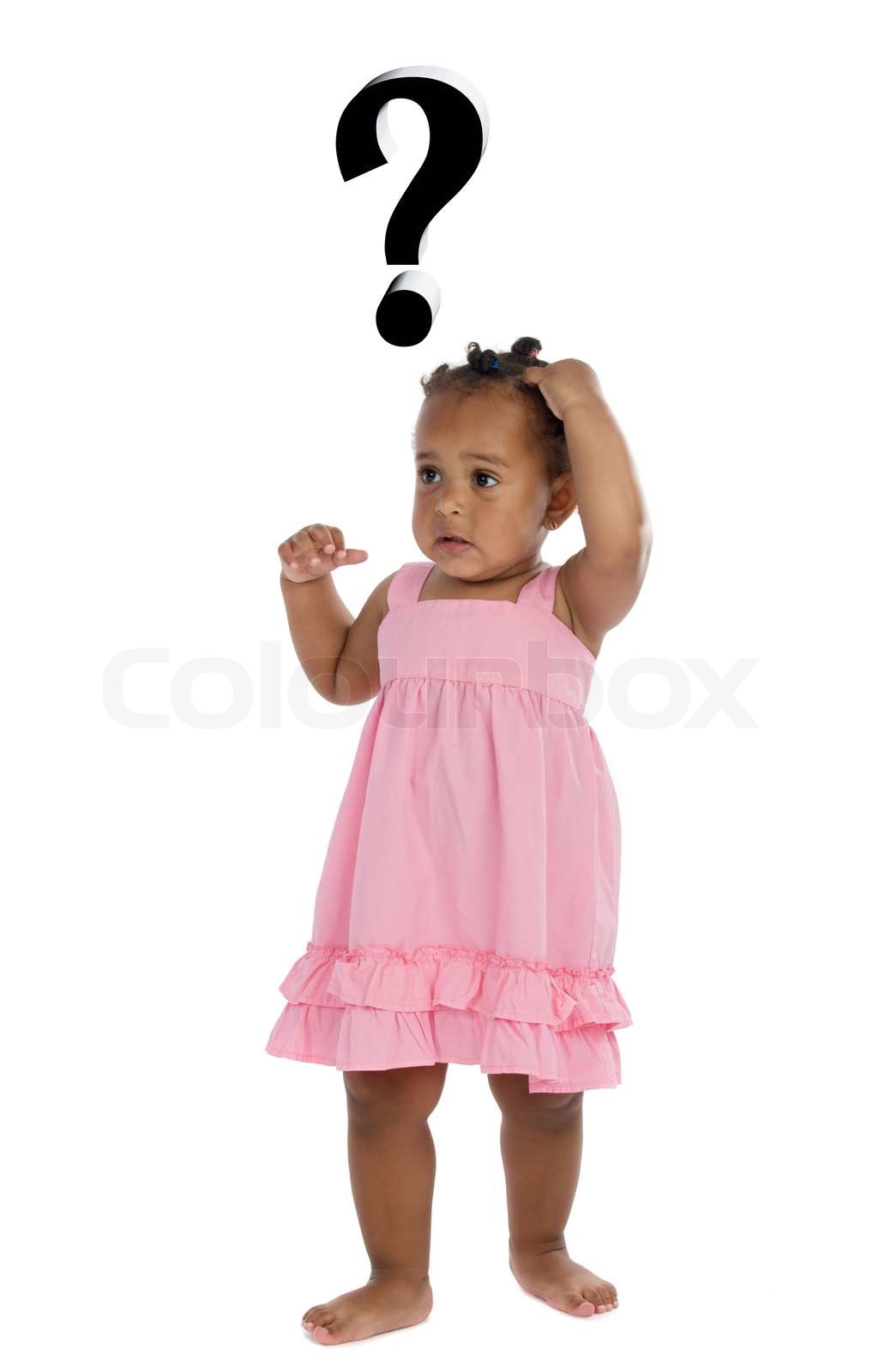Adorable african baby thinking | Stock image | Colourbox
