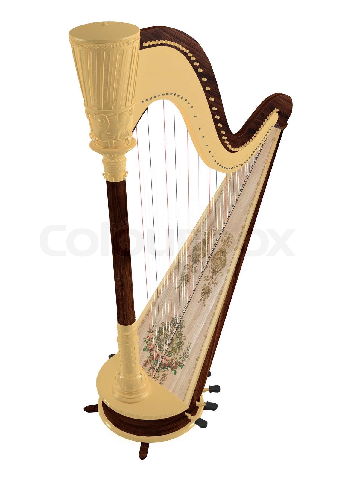 Ancient harp isolated. | Stock image | Colourbox