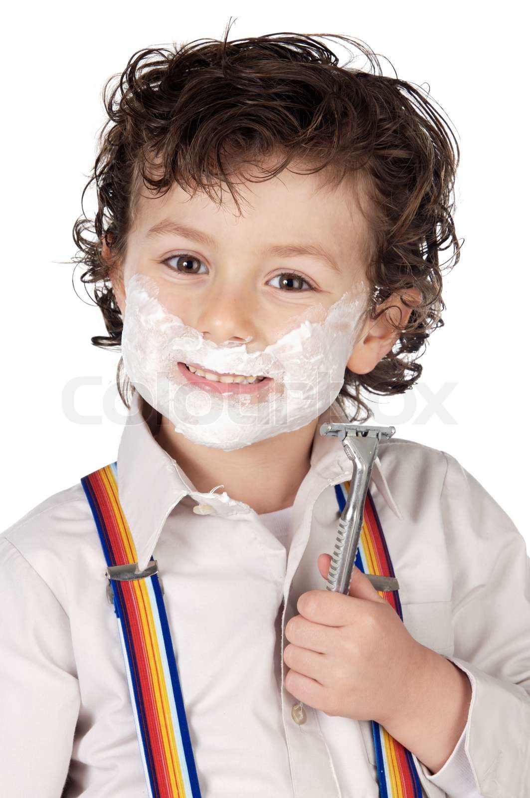 adorable child shaving | Stock image | Colourbox