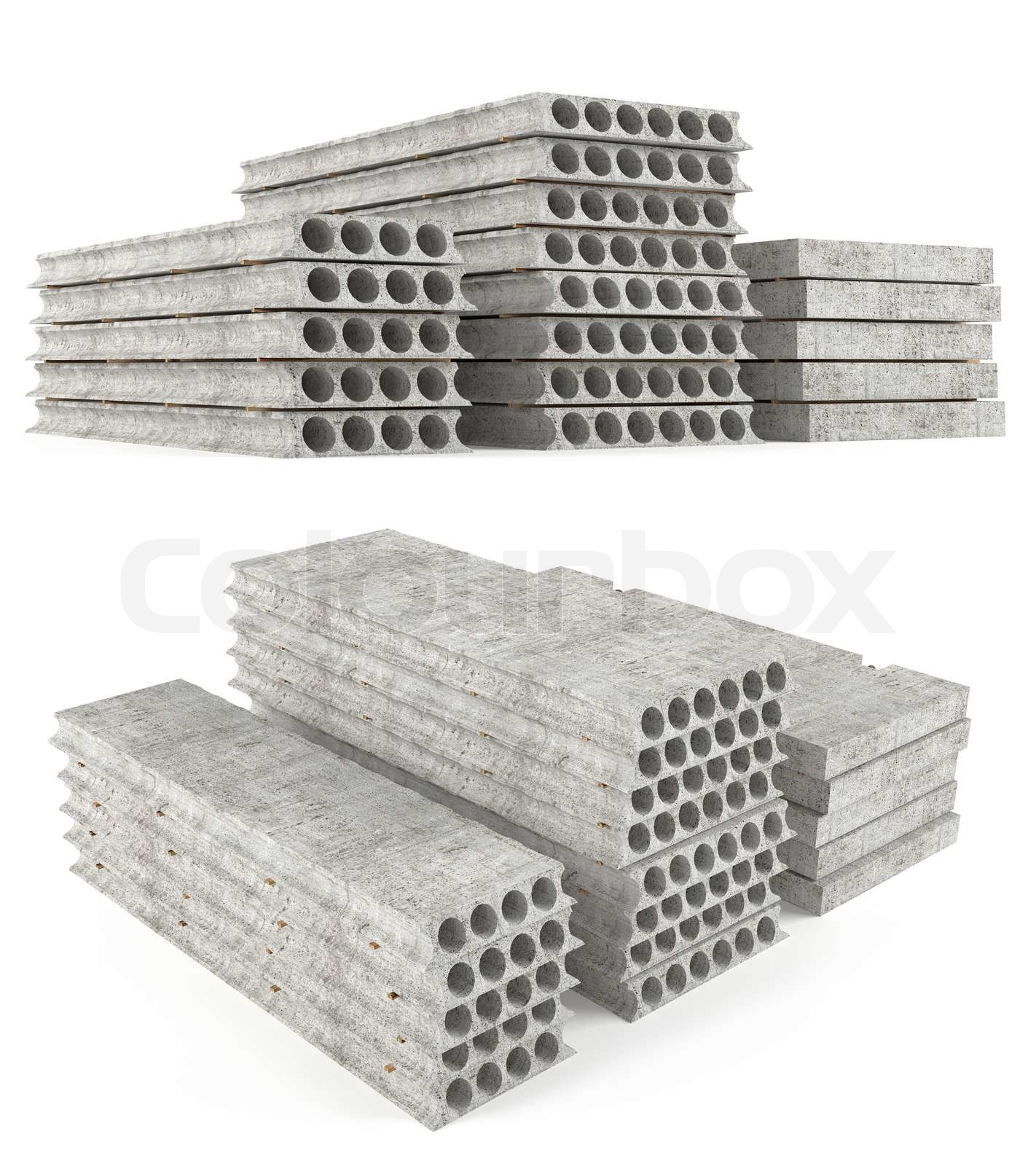 Precast concrete composite hollow core deck slabs. | Stock image ...