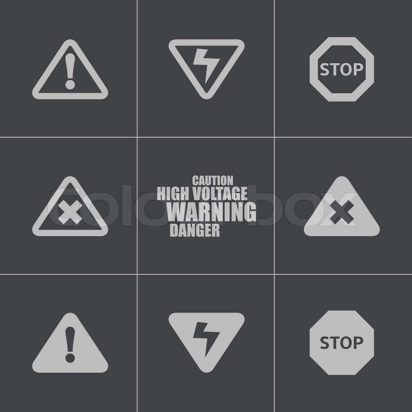 Vector black danger icons set | Stock vector | Colourbox