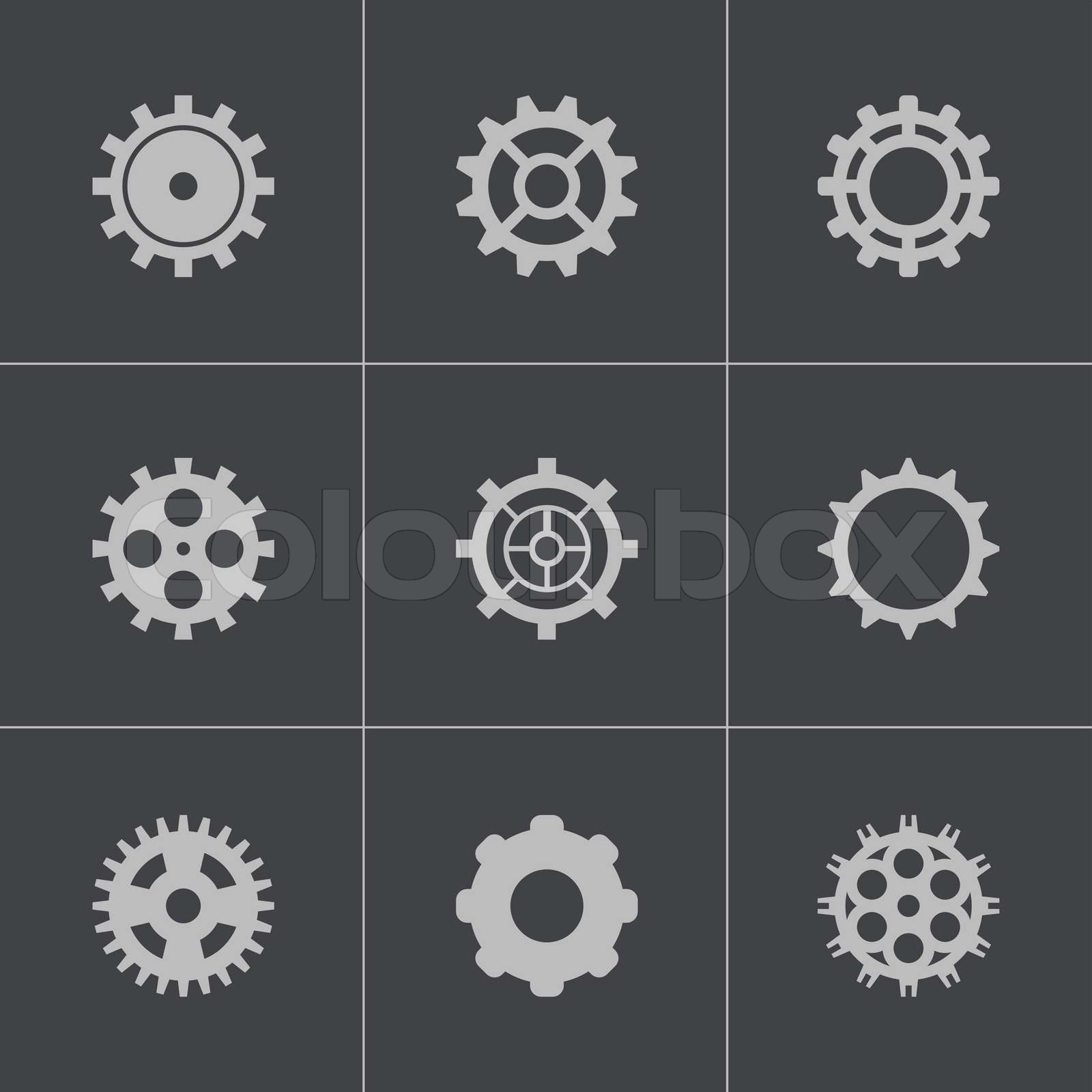 Vector black gear icons set | Stock vector | Colourbox