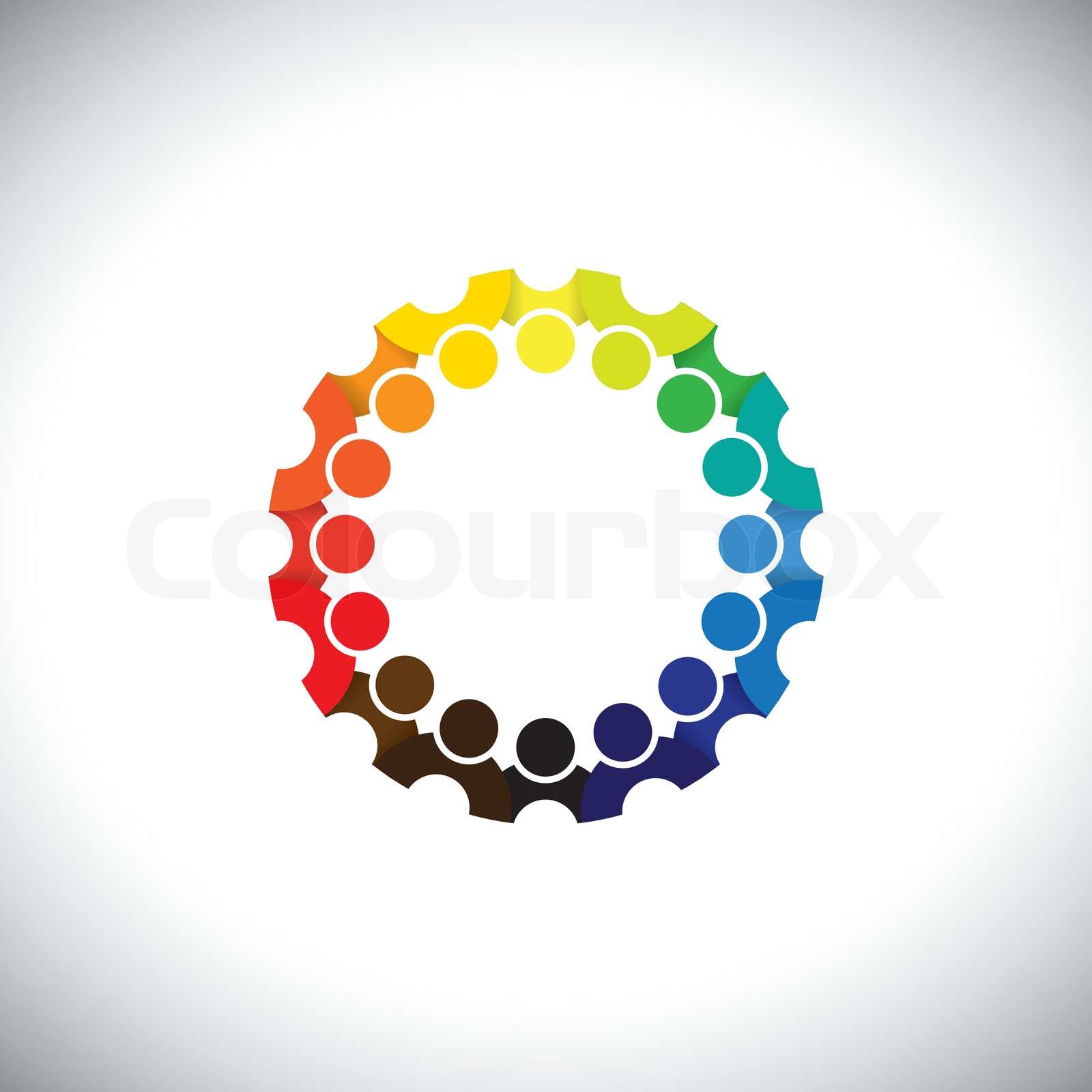 Colorful people community on social media network in circle - vector ...