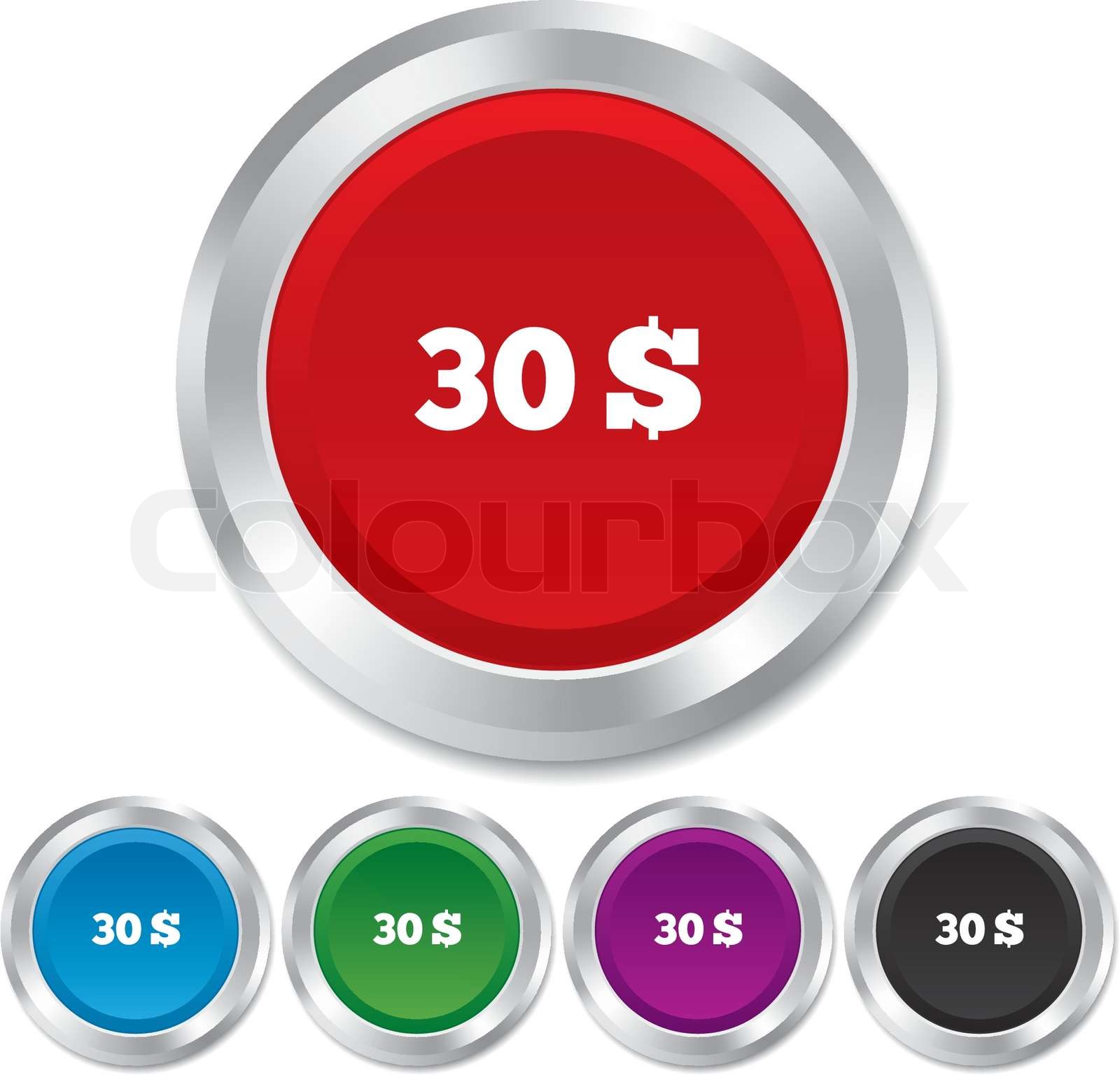 30 Dollars sign icon. USD currency symbol. | Stock vector | Colourbox