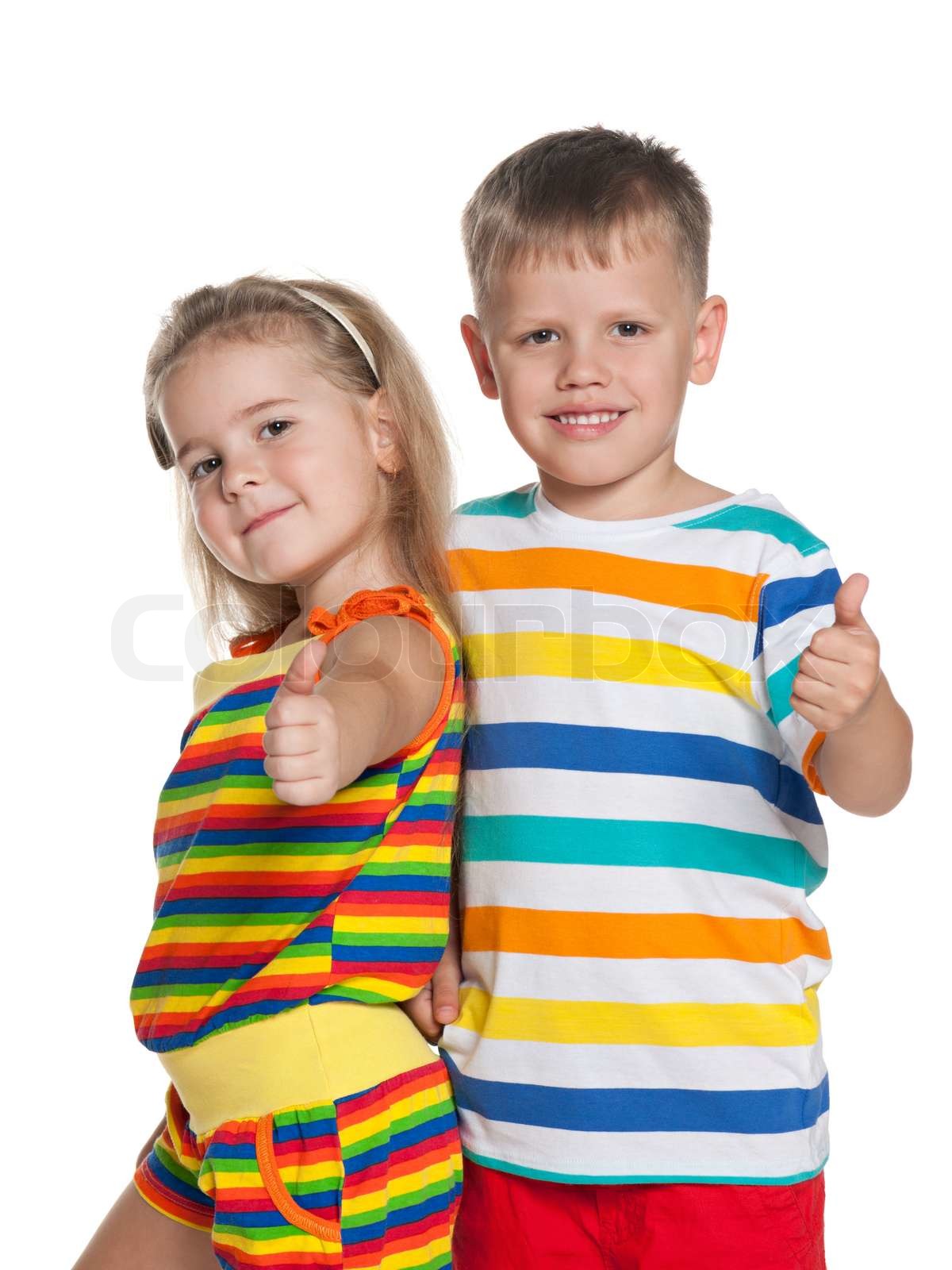 Fashion children in striped shirts | Stock image | Colourbox