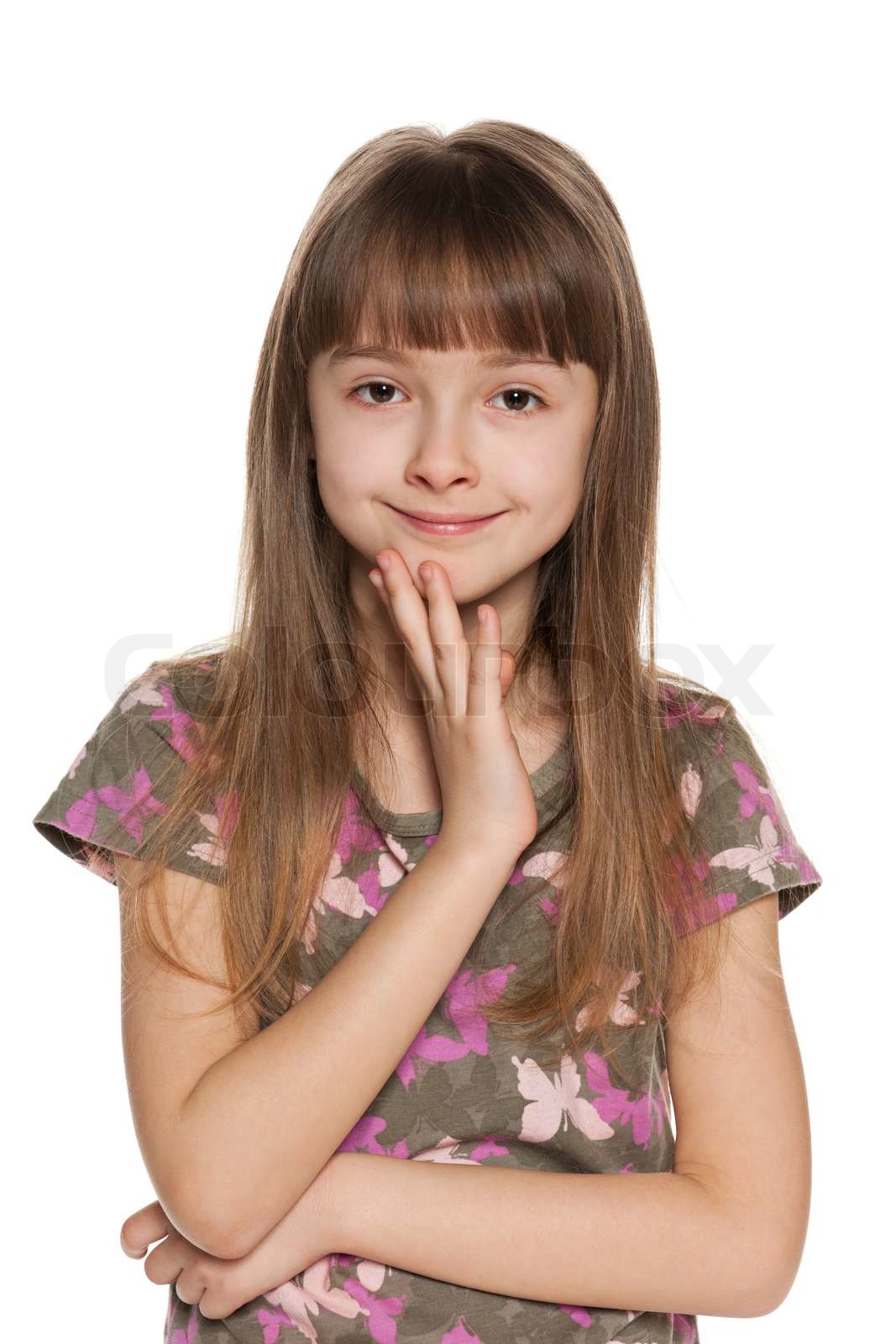 Cheerful shy girl | Stock image | Colourbox