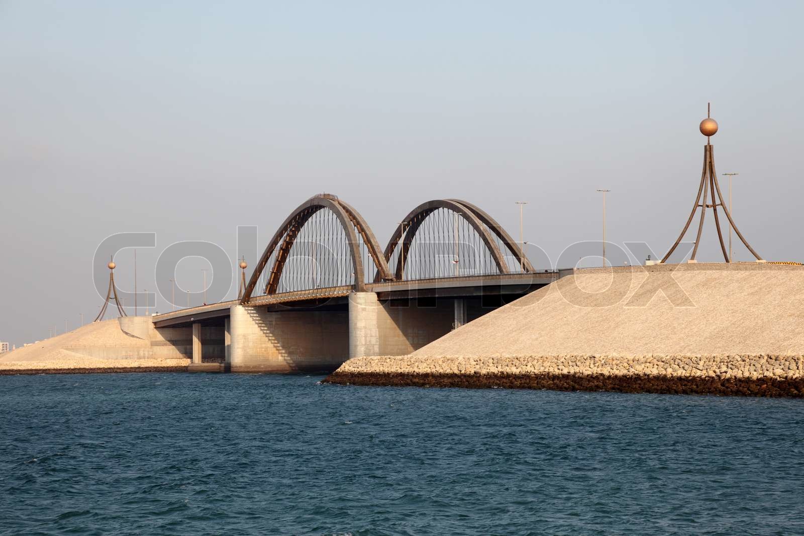 Sheikh Khalifa Bin Salman Bridge in Bahrain, Middle East | Stock image ...