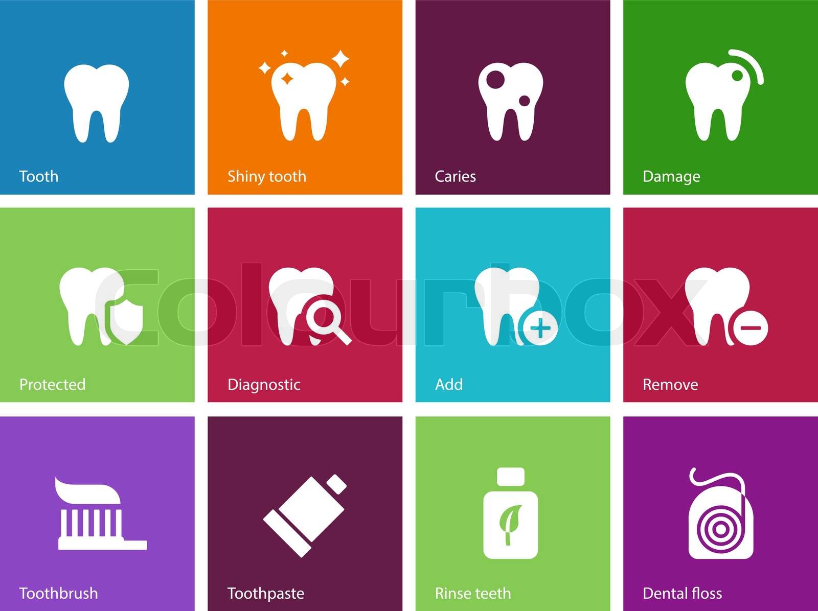 Tooth, teeth icons on color background. | Stock vector | Colourbox