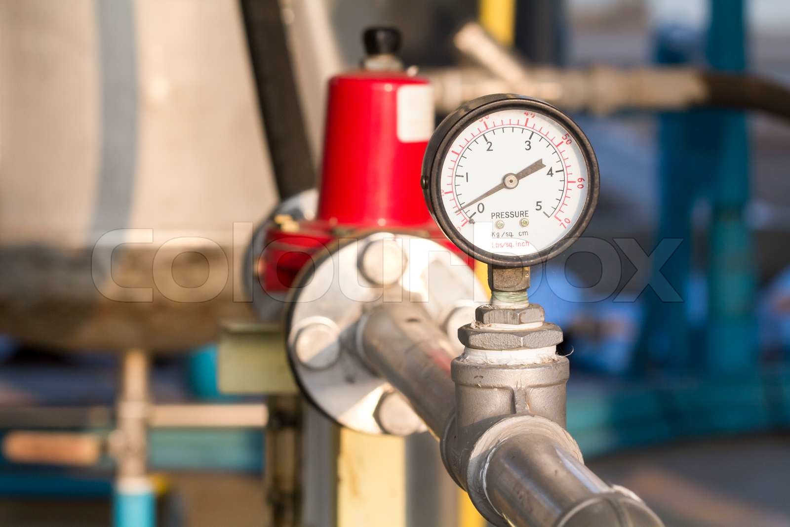 manometer or pressure gauge at a natural gas purification plant | Stock image | Colourbox