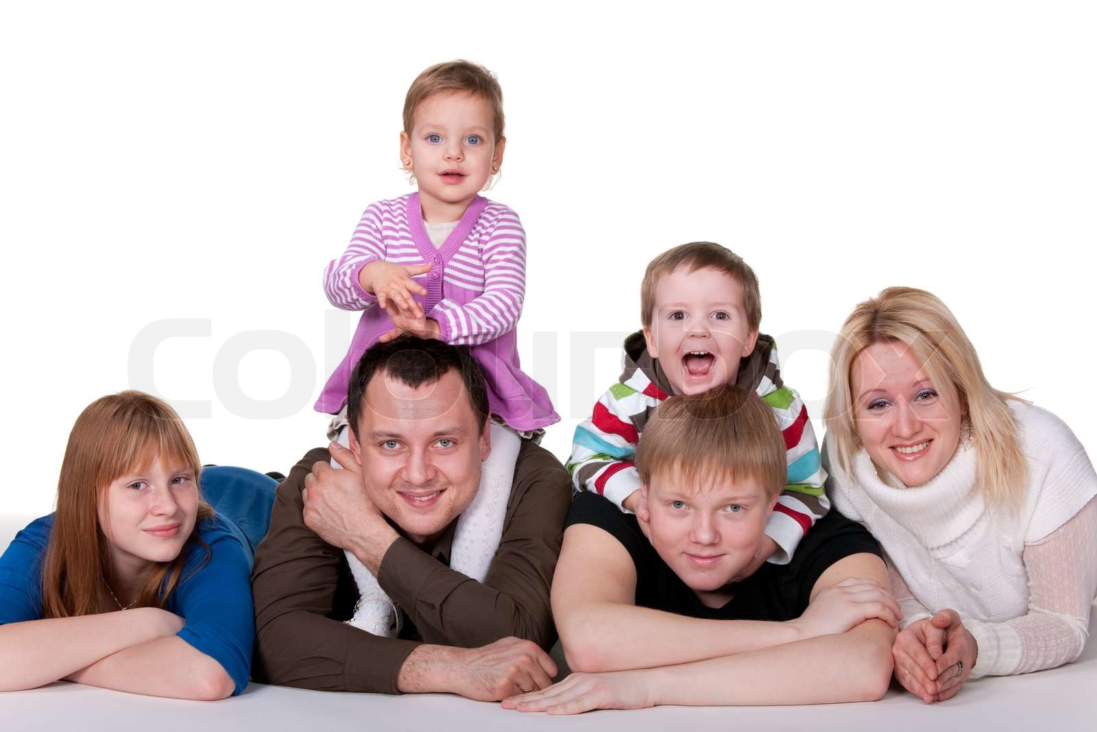 Smiling family of six | Stock image | Colourbox